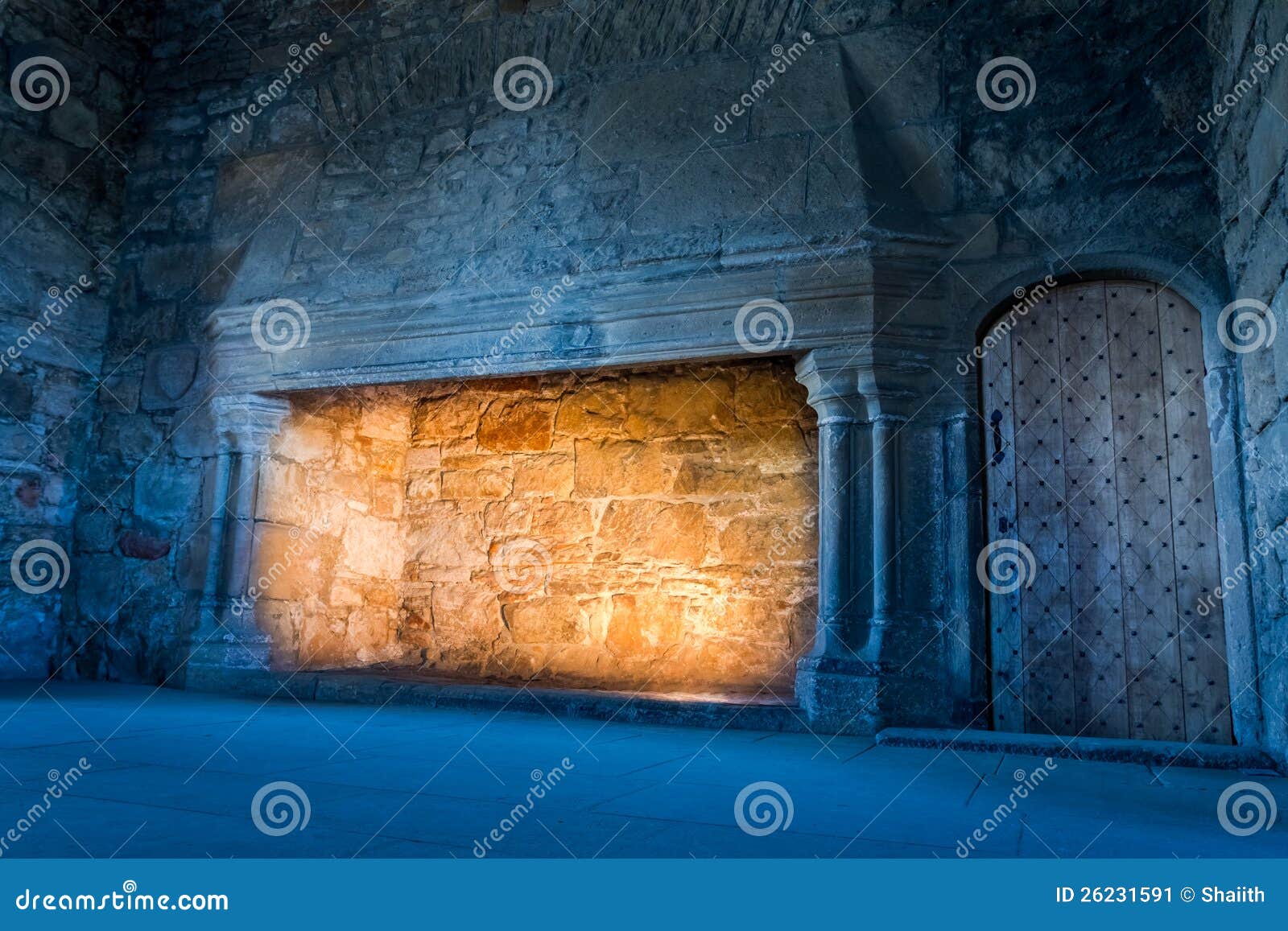 Cold and Warm Light in a Medieval Castle Stock Image - Image of ...