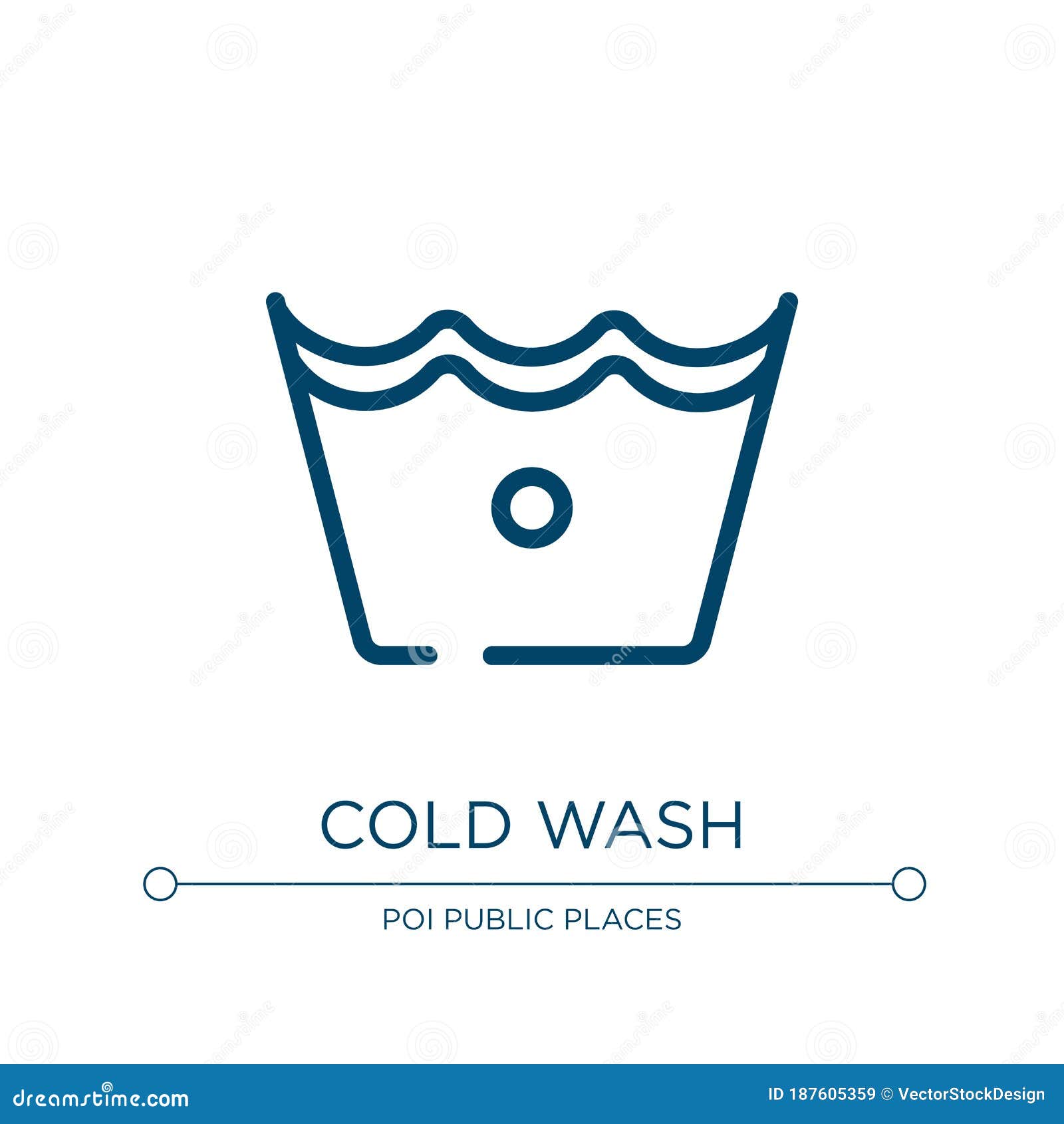 Cold Wash Icon. Linear Vector Illustration from Laundry Instructions ...