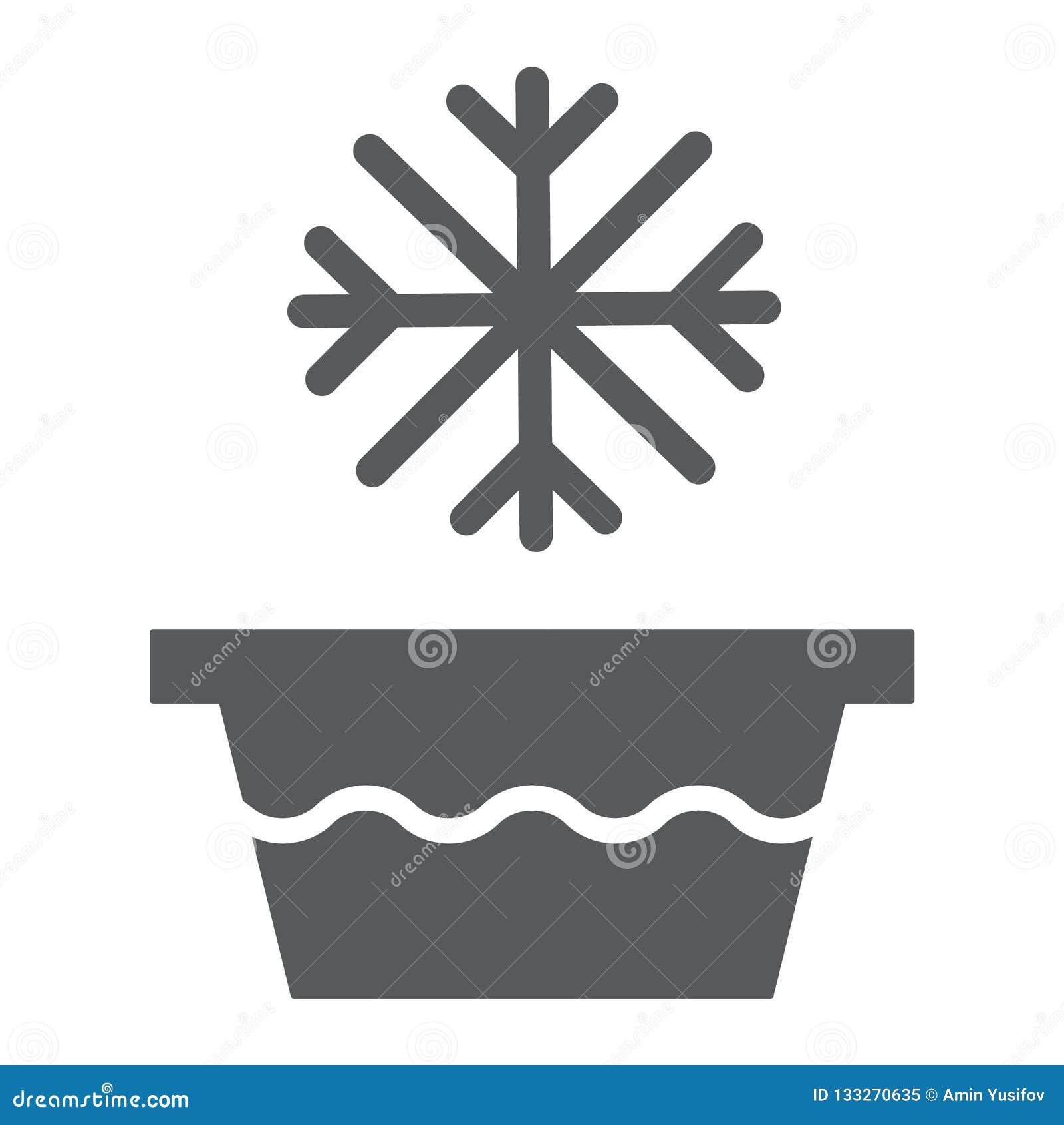Cold Water Glyph Icon, Temperature and Wash, Basin with Snowflake Sign ...
