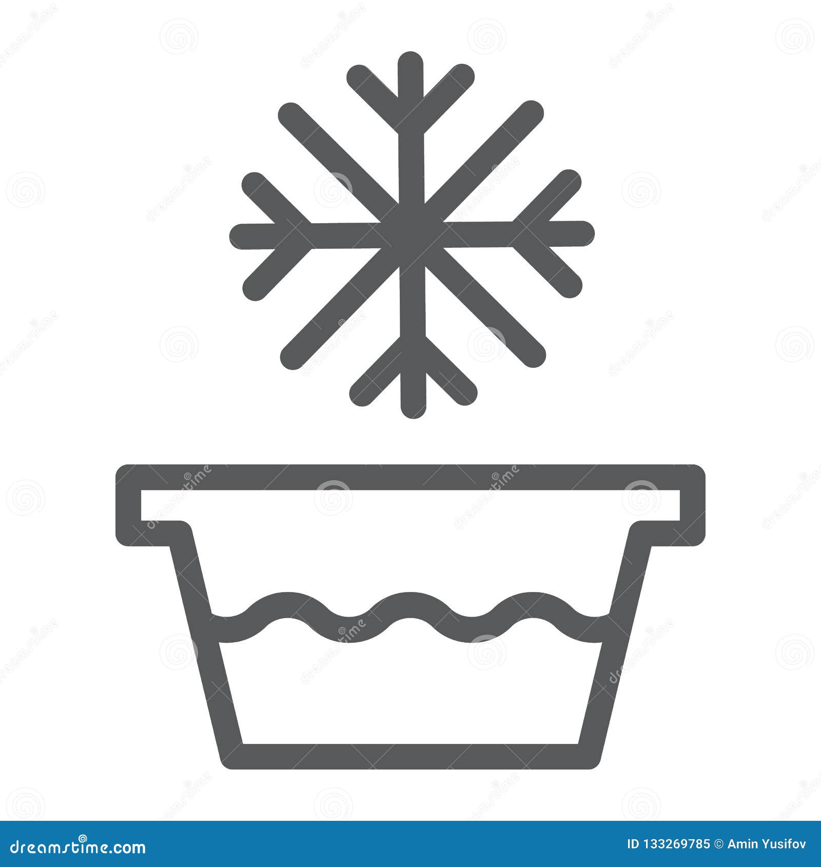 Cold Water Line Icon, Temperature and Wash, Basin with Snowflake Sign ...
