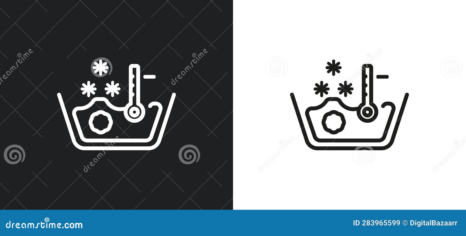Cold Water Outline Icon in White and Black Colors. Cold Water Flat ...