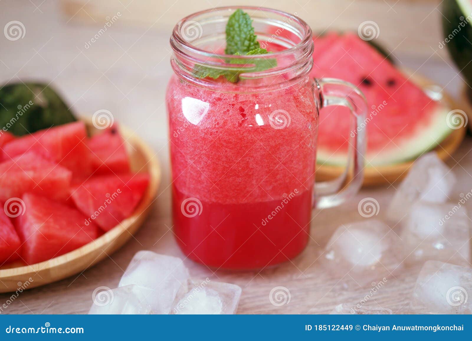 Cold Watermelon Juice and Sliced Watermelon Stock Image - Image of ...