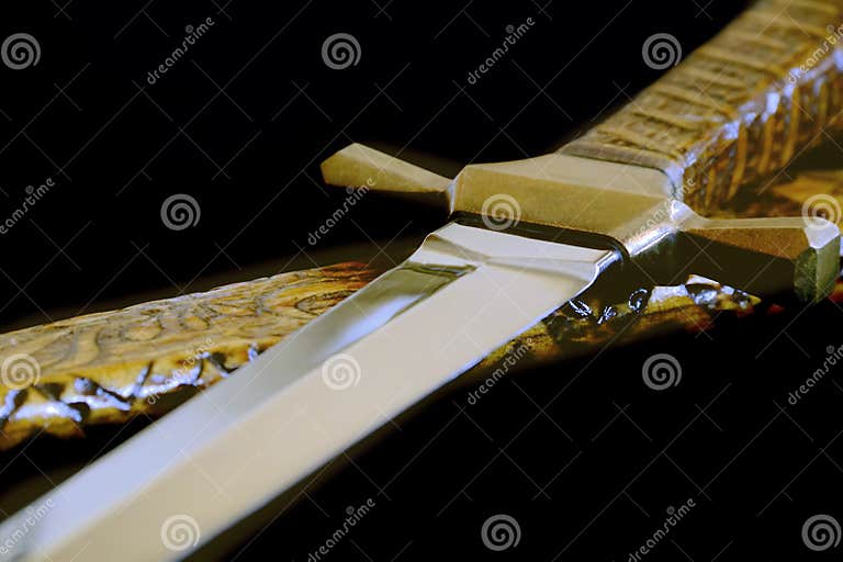 Cold Weapon on Black Background Stock Image - Image of poniard, antique ...