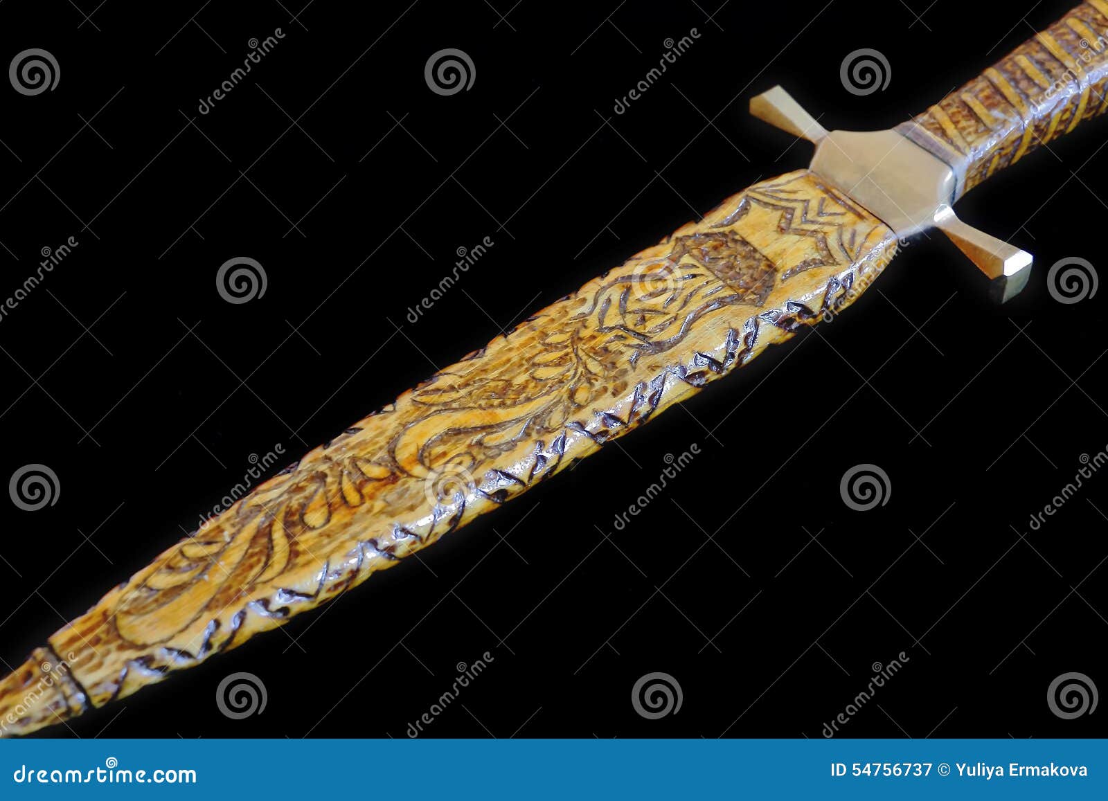 Cold Weapon on Black Background Stock Image - Image of antique, poniard ...