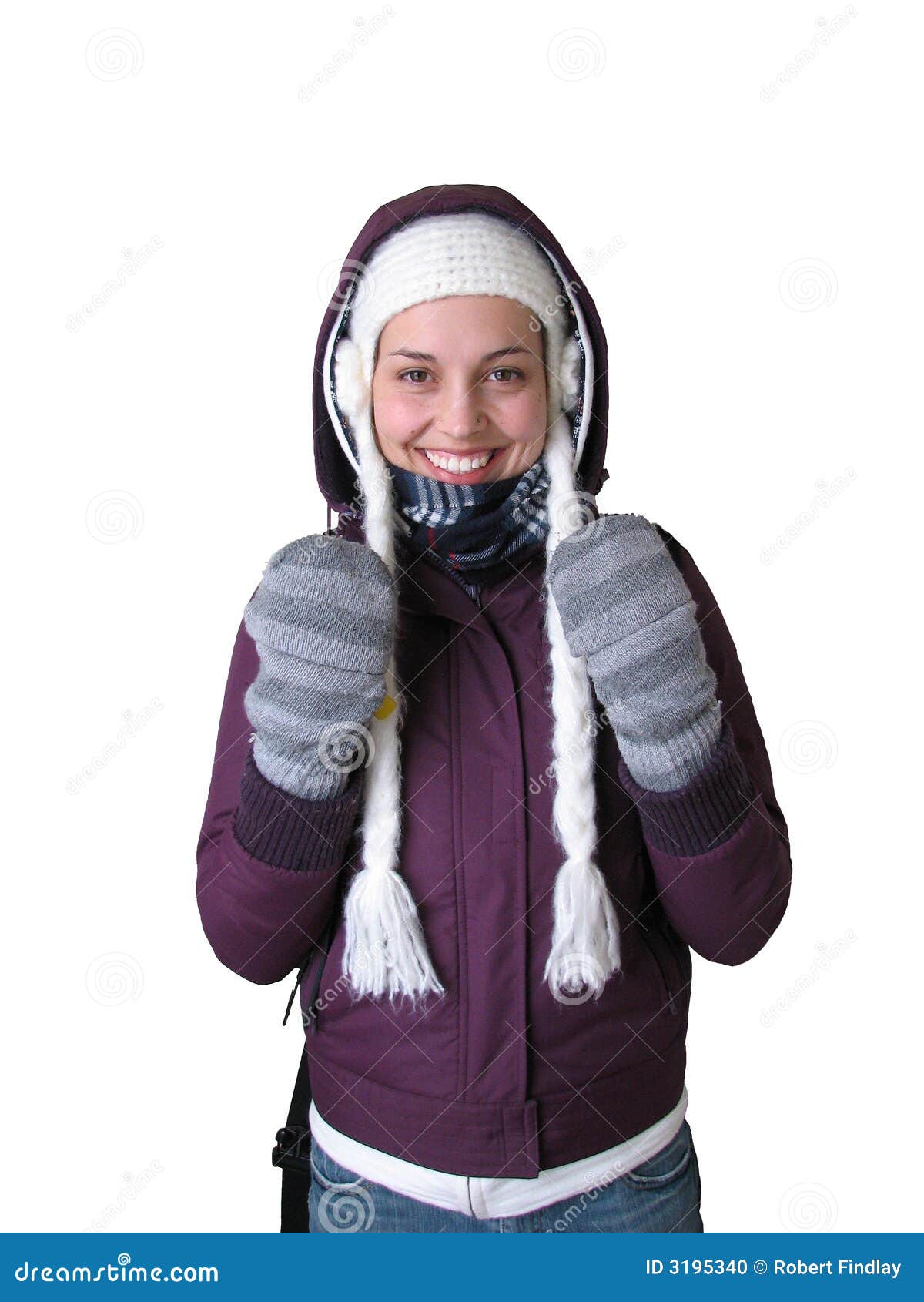 Cold Weather Girl stock photo. Image of scarf, glove, jacket - 3195340