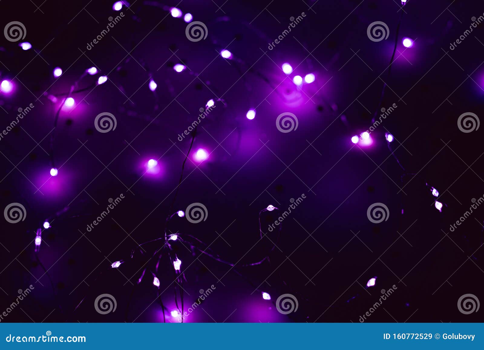 Cold White Led String Lights Defocused Purple Glow Stock Image - Image ...