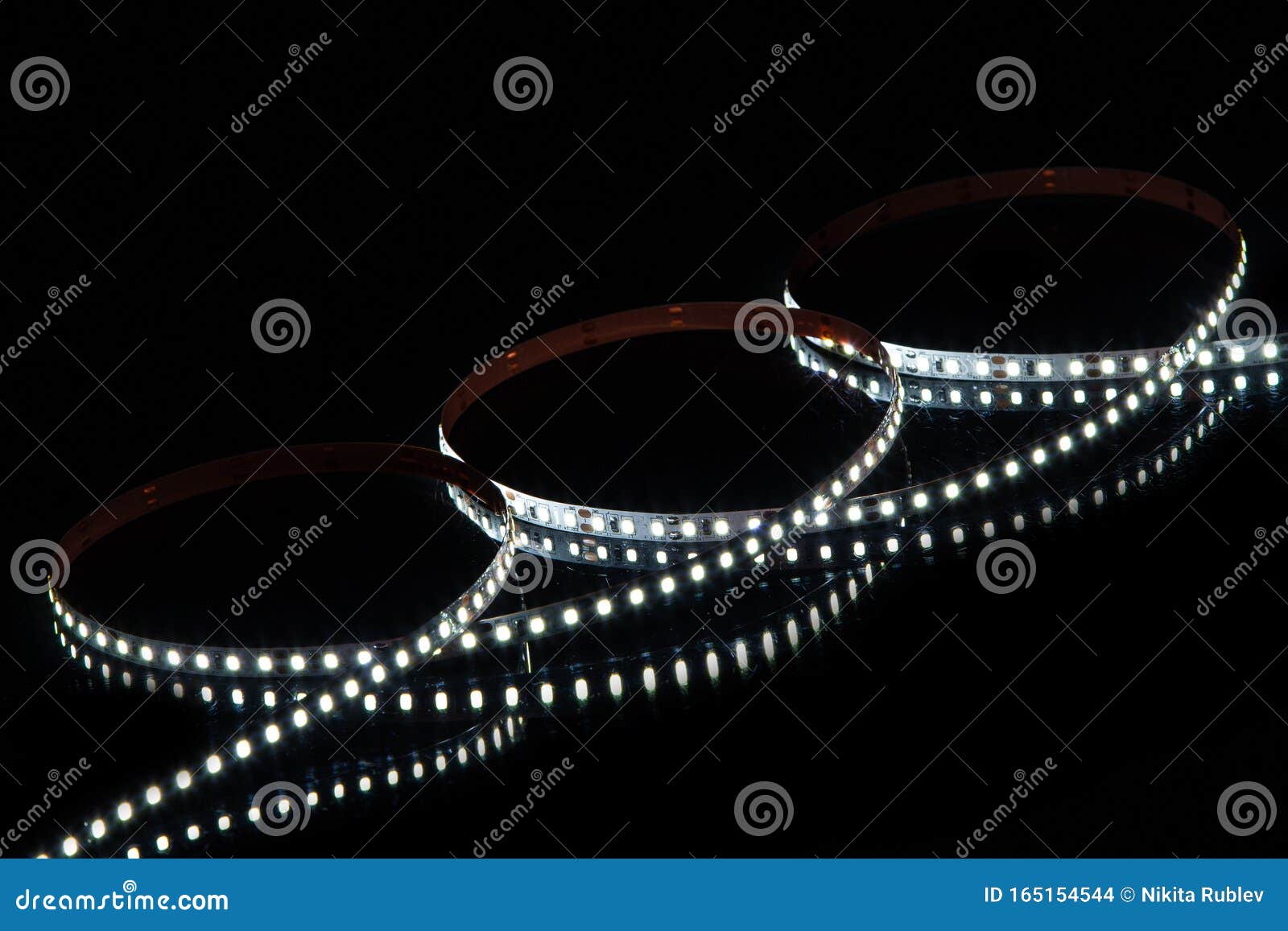 Cold White LED Strip on Black Background Stock Photo - Image of ...