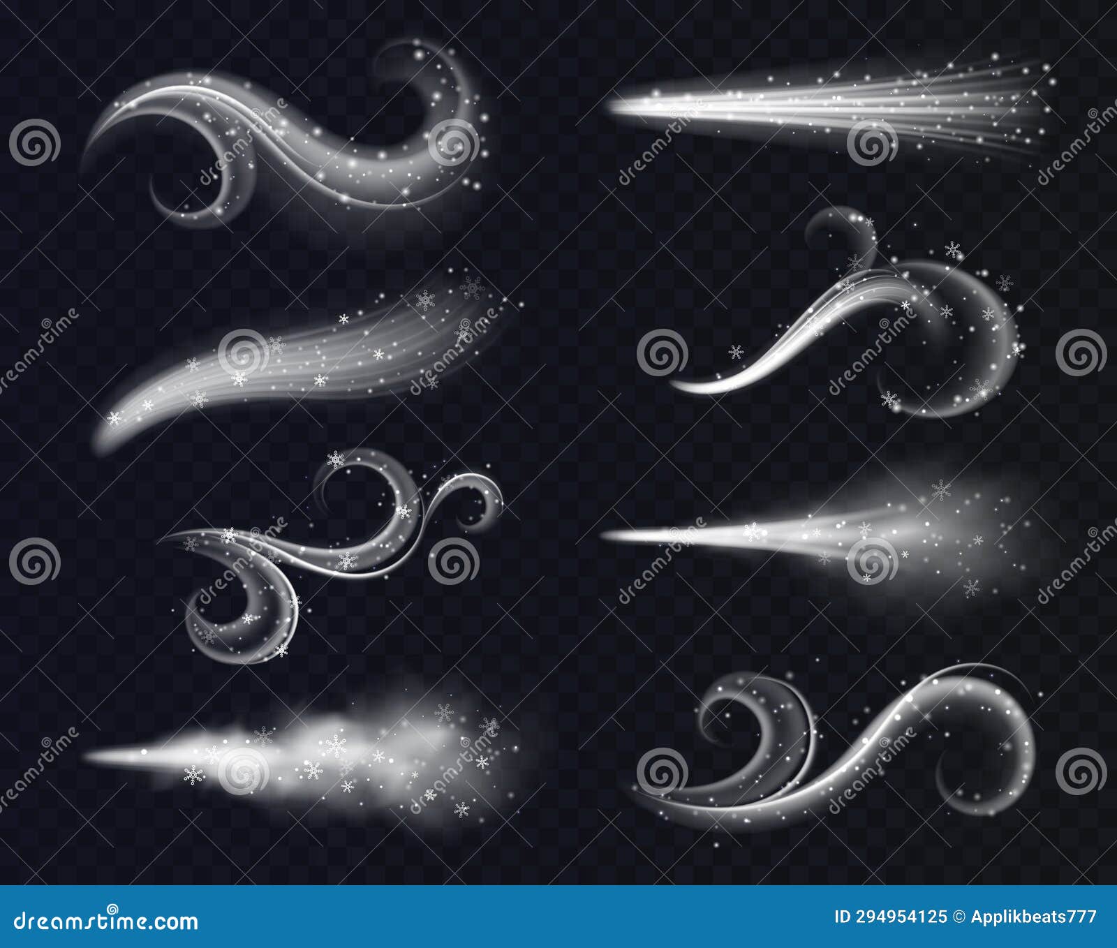 Wind Air Streams. Realistic Storm Waves, Abstract Dry Smoke Flow ...