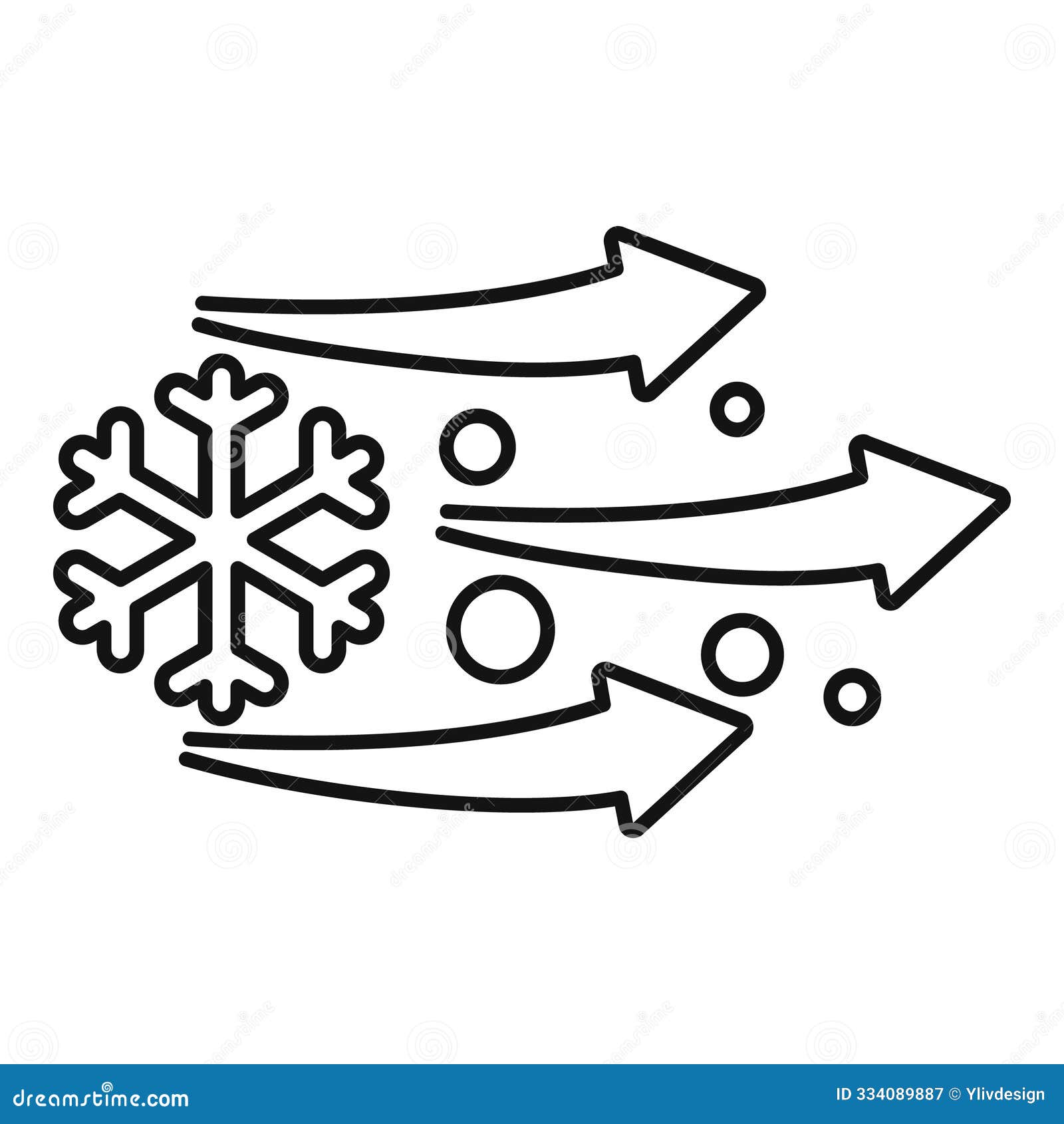 Cold Wind Blowing with Snowflake and Arrows Icon Stock Illustration ...