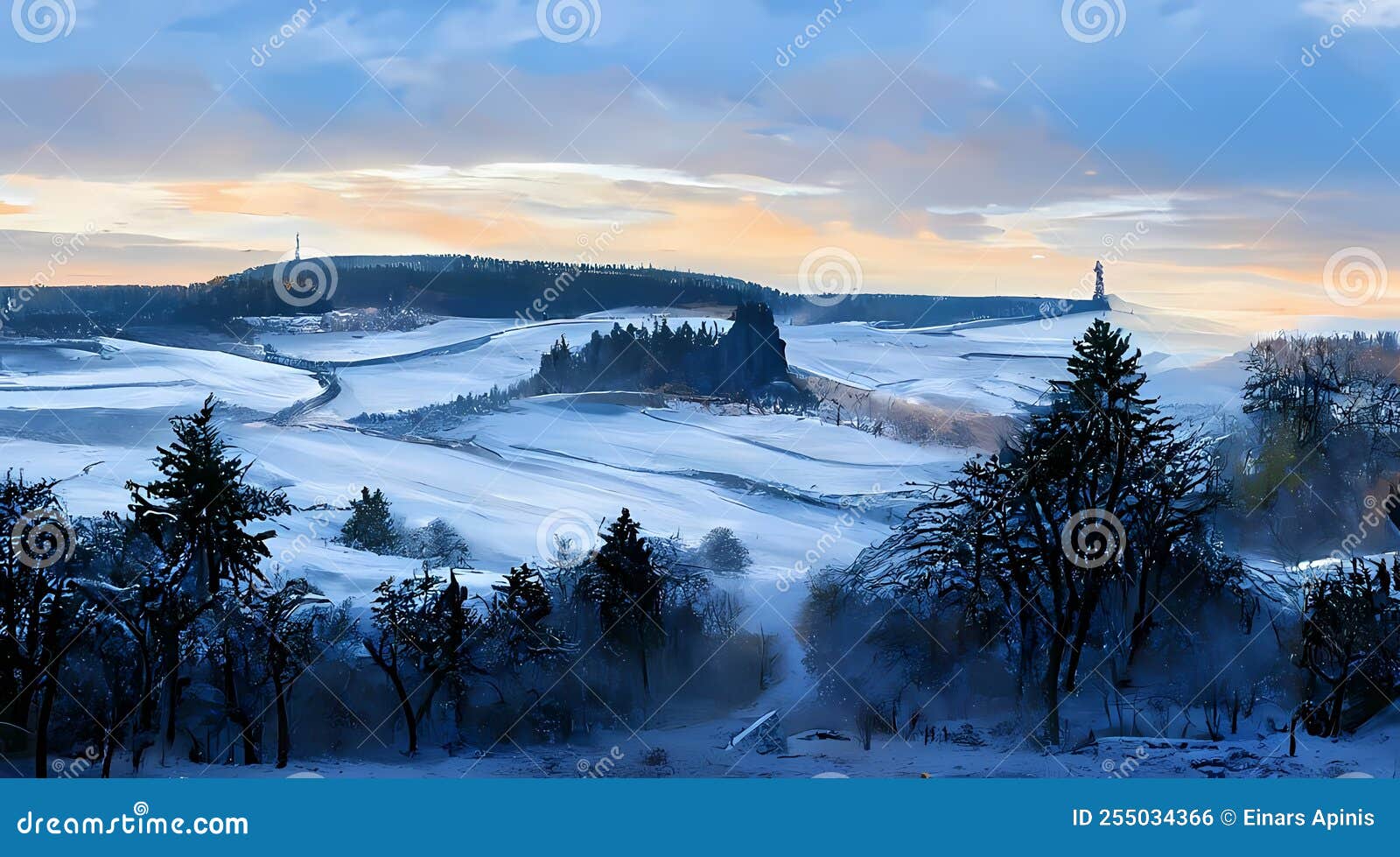 Cold Winter in the Eifel in Germany Stock Illustration - Illustration ...