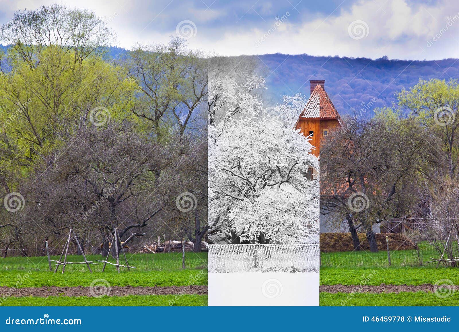 Cold Winter and Hot Summer in One Photo Stock Photo - Image of summer ...