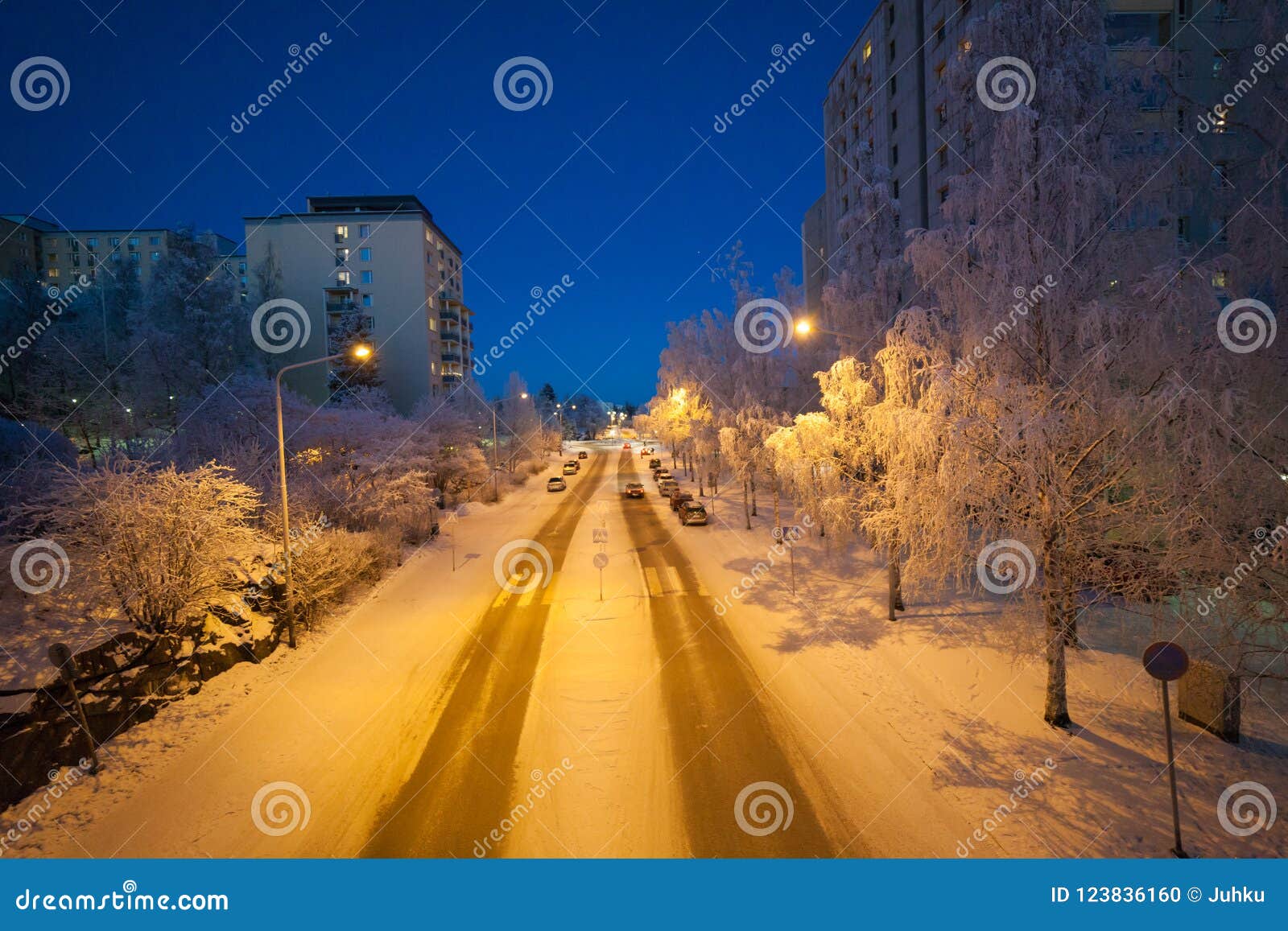 Cold night at city stock photo. Image of winter, frozen - 123836160