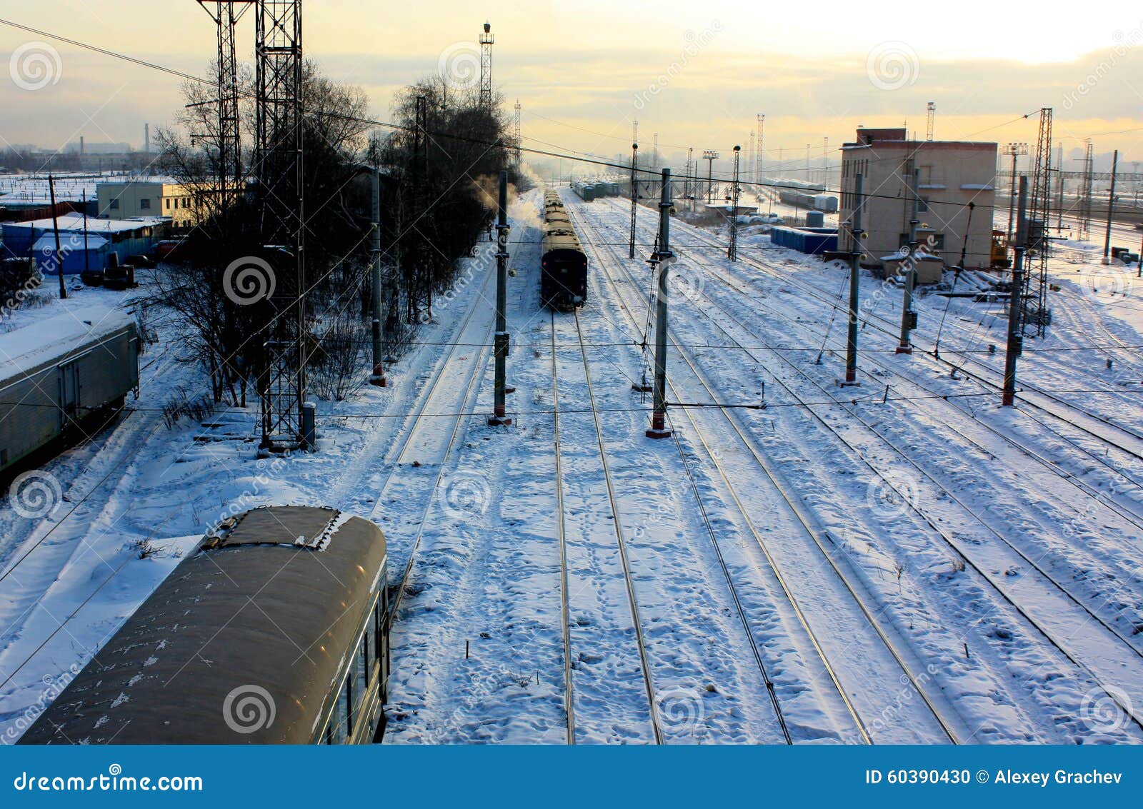 Cold winter on railway stock photo. Image of tourism - 60390430