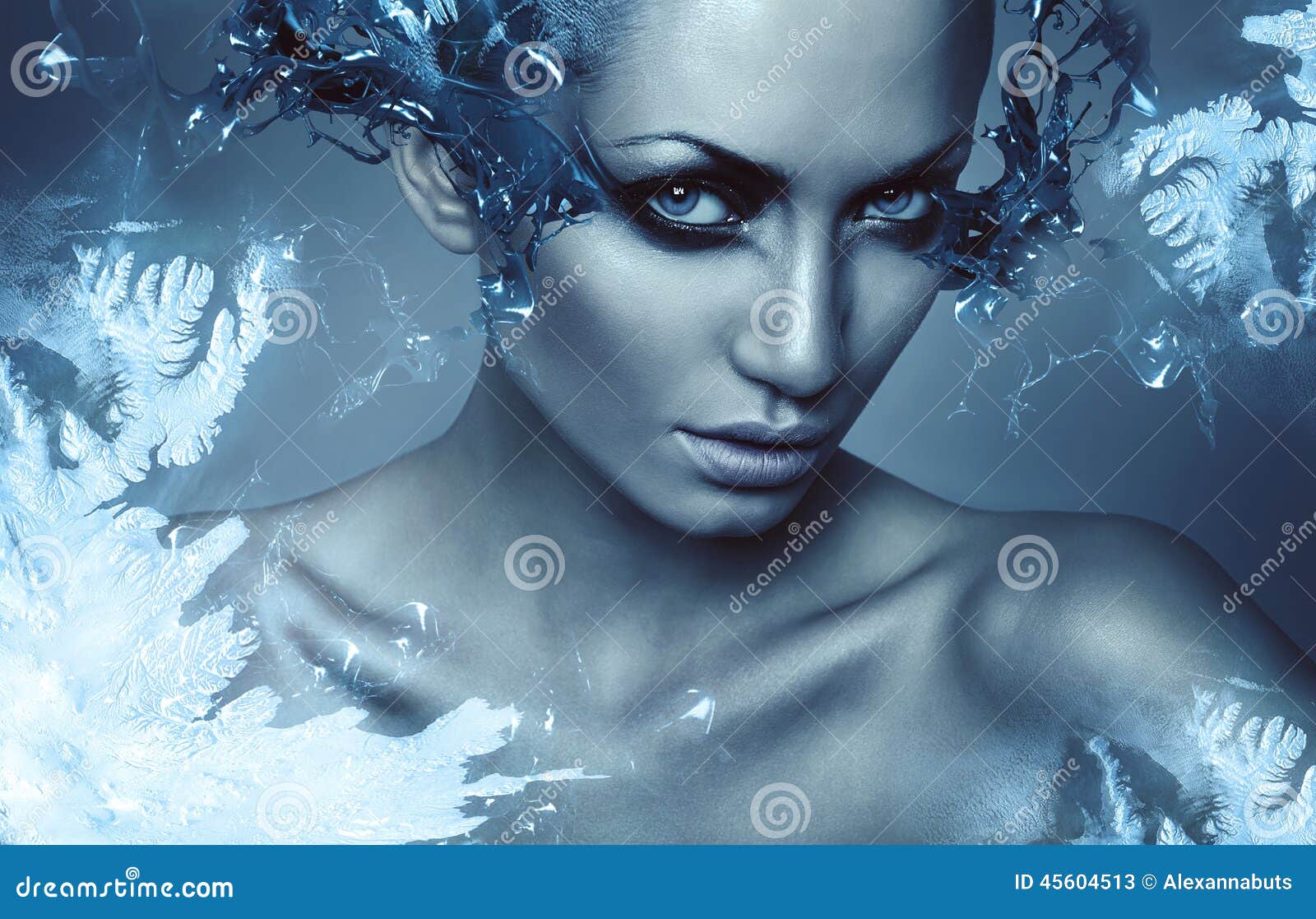 Cold Winter Woman with Splash on Eyes Stock Image - Image of snow, face ...