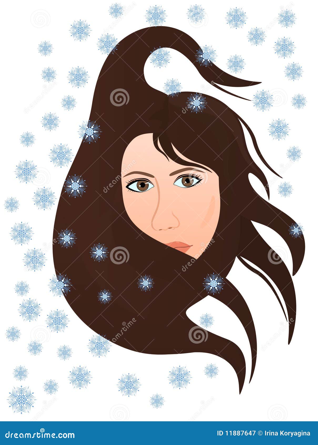 Cold Winter Wind Blows in the Woman S Face Stock Vector - Illustration ...