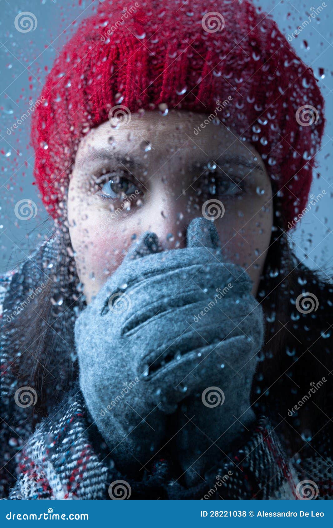 Cold Woman Looking At Used Napkins In Hands Sitting On Sofa Royalty ...