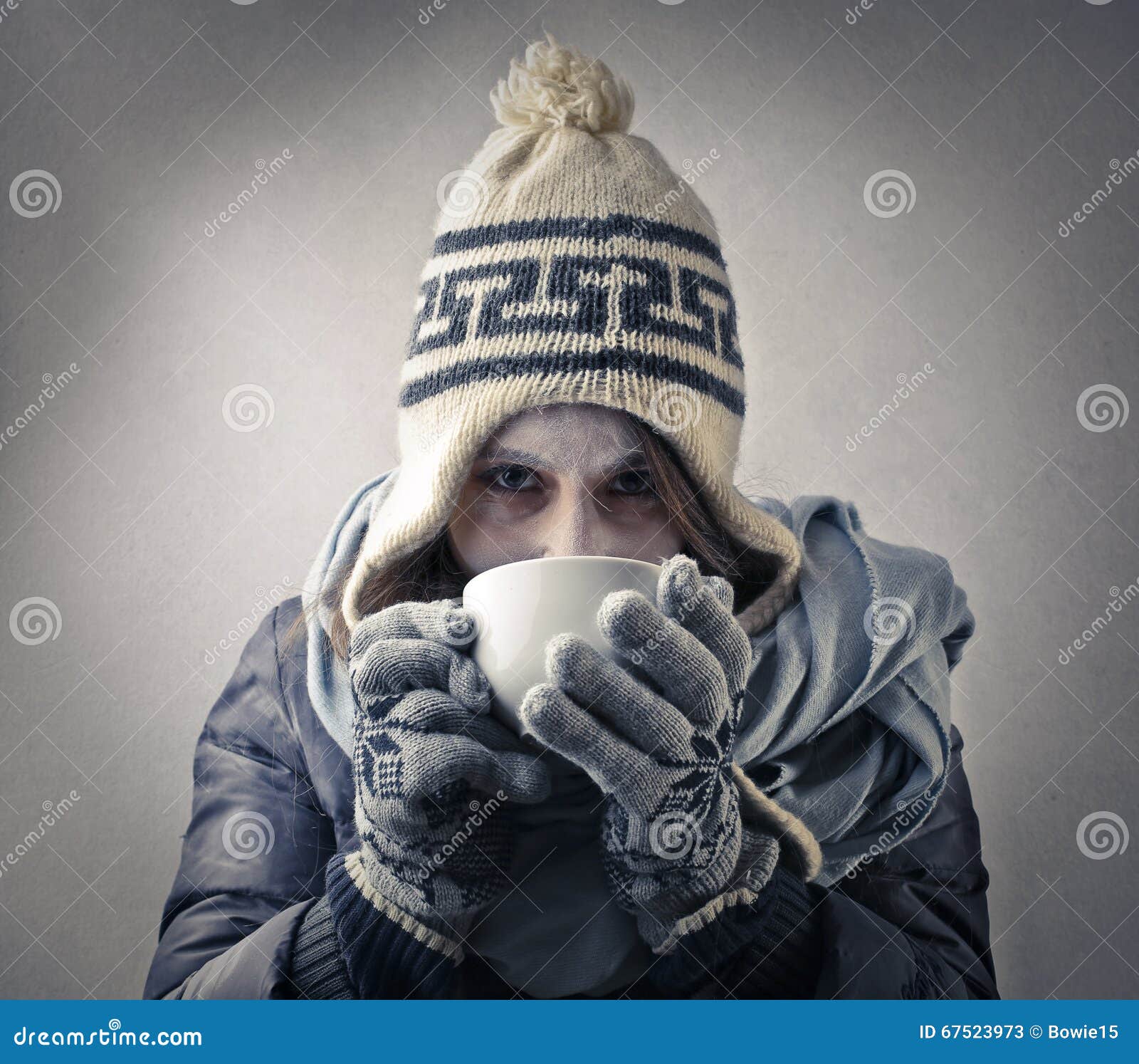 Cold Woman Drinking a Coffee Stock Image - Image of clothes, drink ...