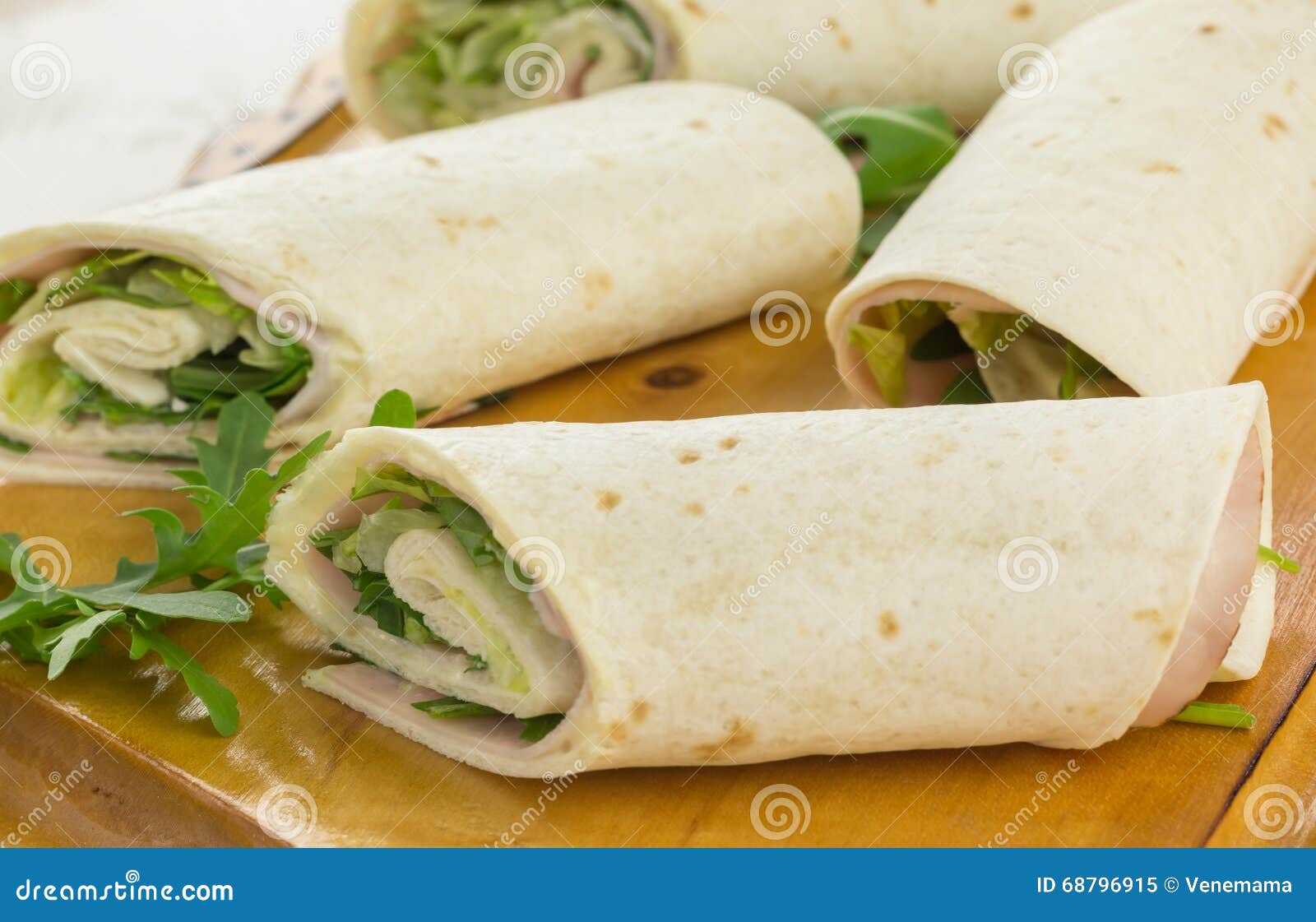 Cold Wraps Filled with Ham and Iceberg Lettuce Stock Image - Image of ...
