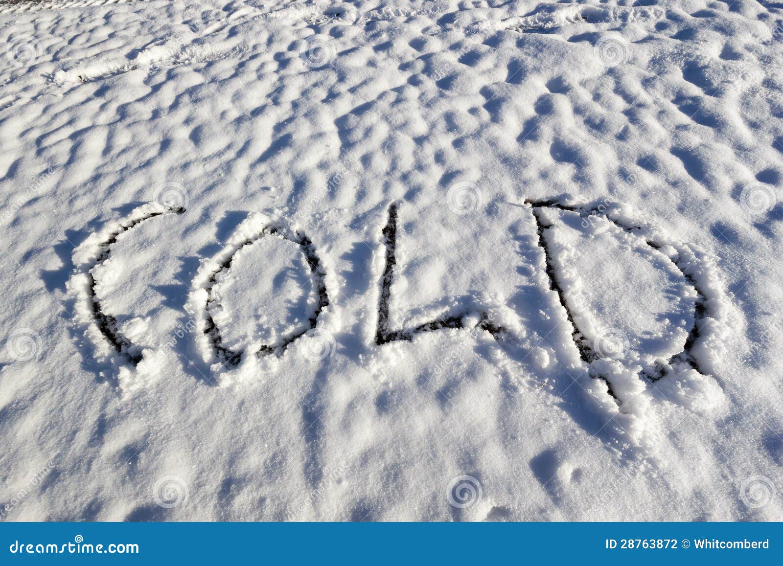 Cold written in snow stock photo. Image of light, cold - 28763872