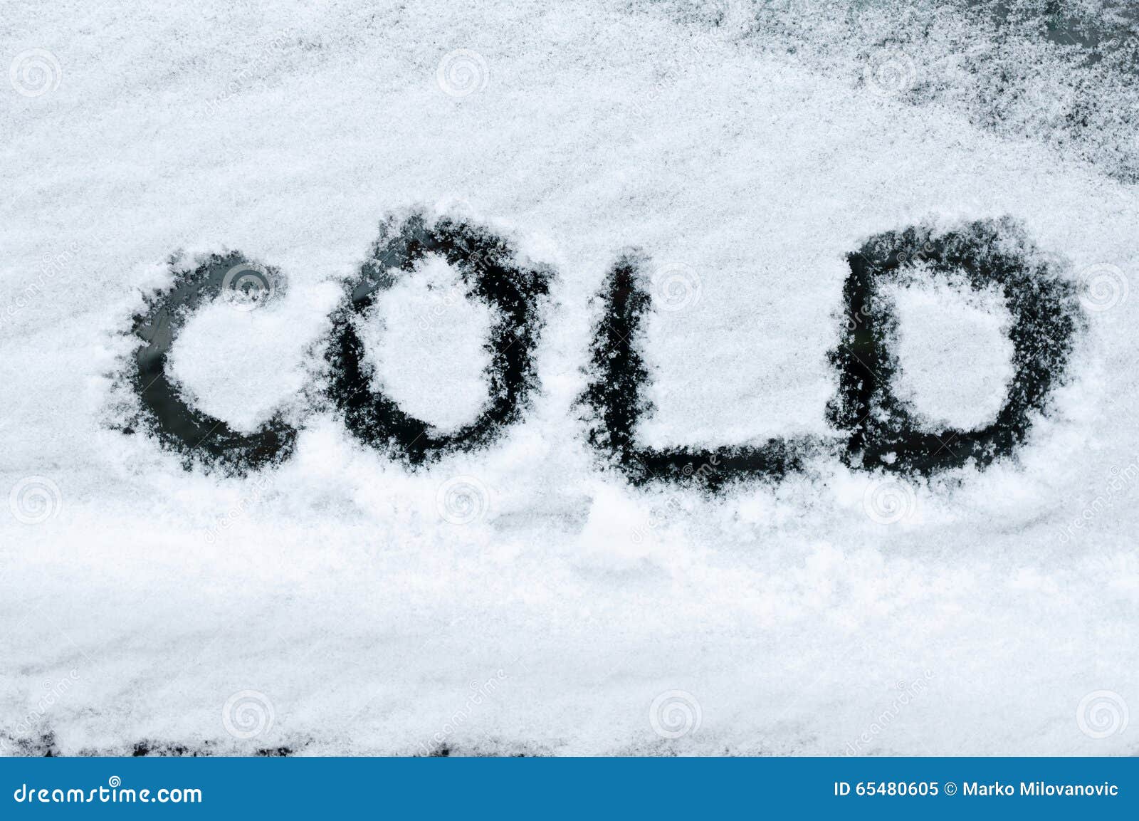 Cold written in snow stock image. Image of nature, single - 65480605