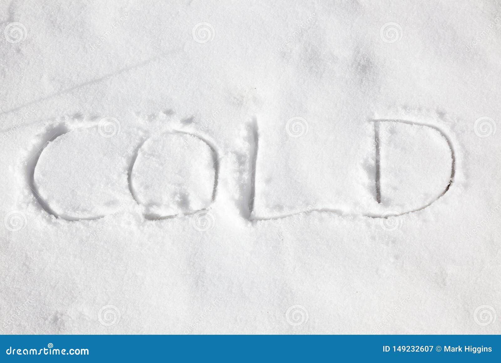 Cold written in snow stock image. Image of snowy, texture - 149232607