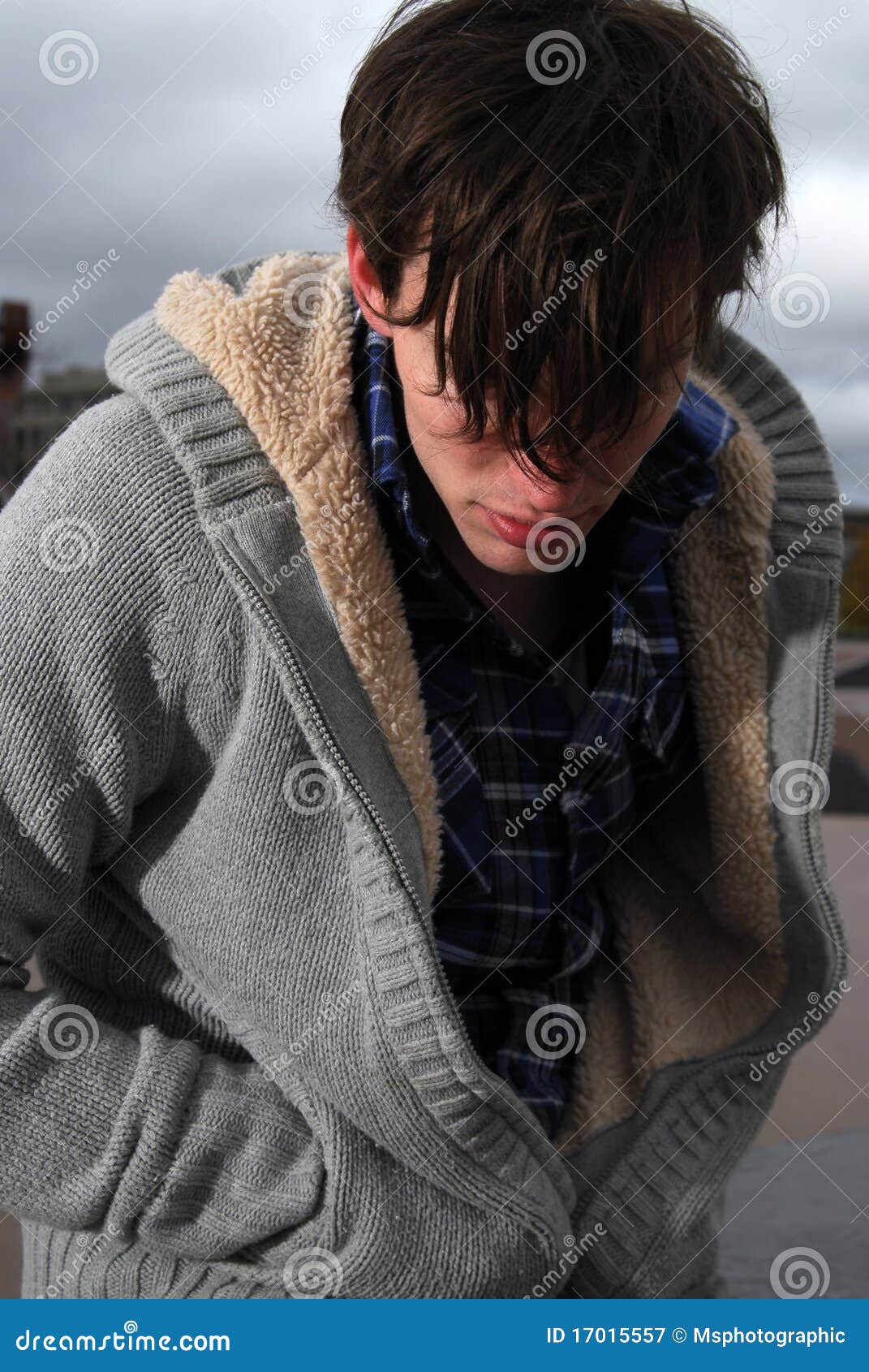 Cold young man stock image. Image of forlorn, overcast - 17015557