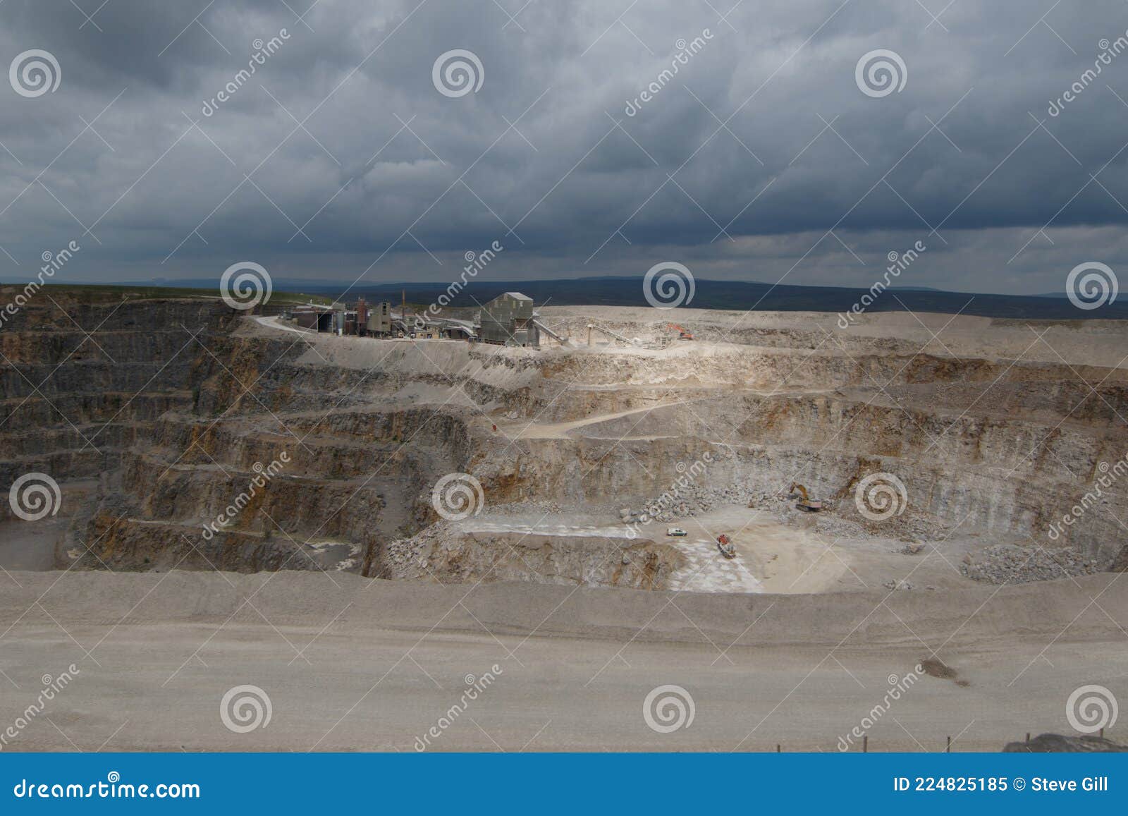 Working Limestone Quarry with Dark Clouds Overhead. Editorial Image ...