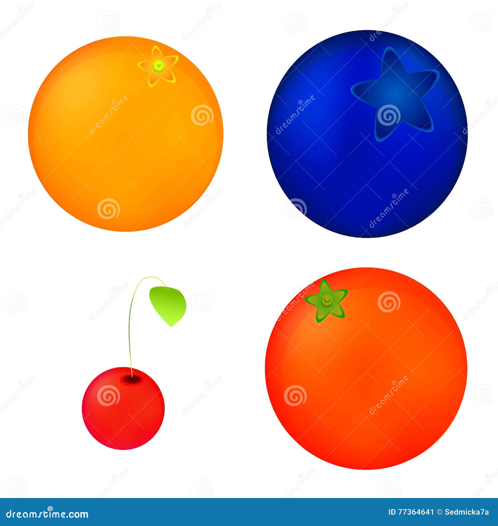 Coleção Com Mirtilo, Tomate, Cereja E Laranja Ilustração do Vetor ...