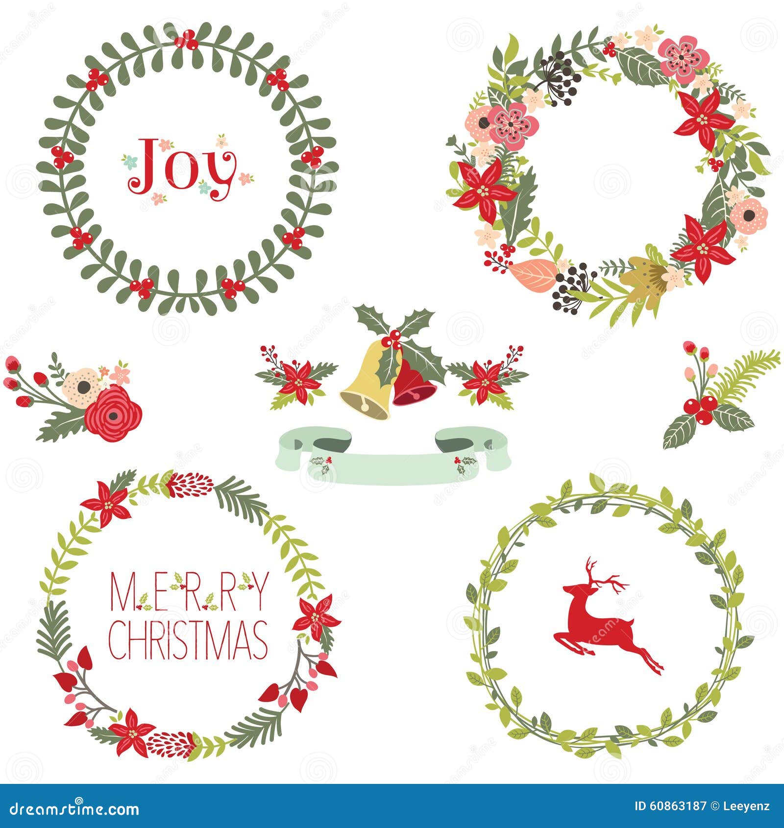 Coleção Da Grinalda Do Natal Ilustração do Vetor - Ilustração de floral ...