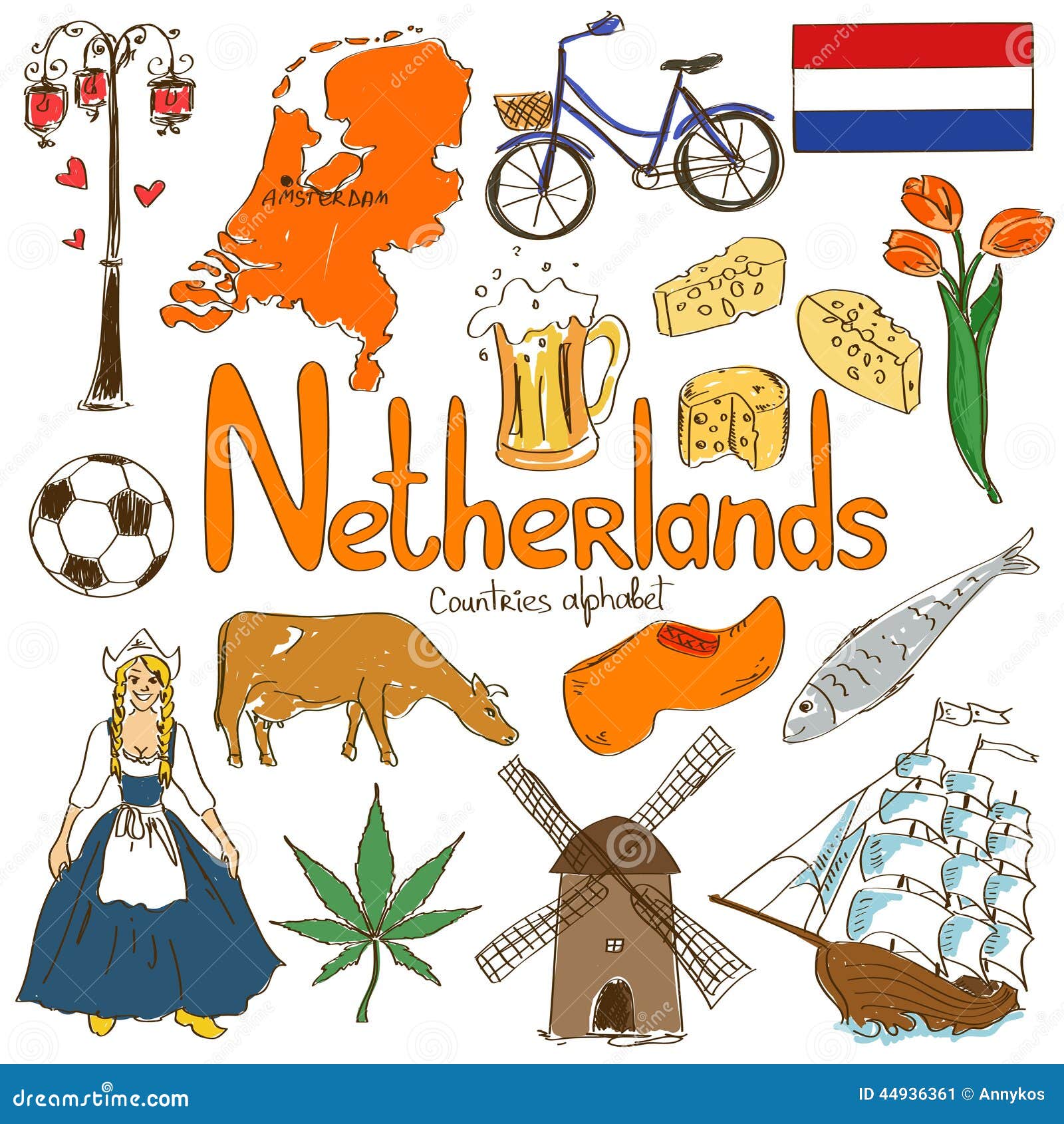 Coleção De ícones Holandeses Ilustração do Vetor - Ilustração de ...