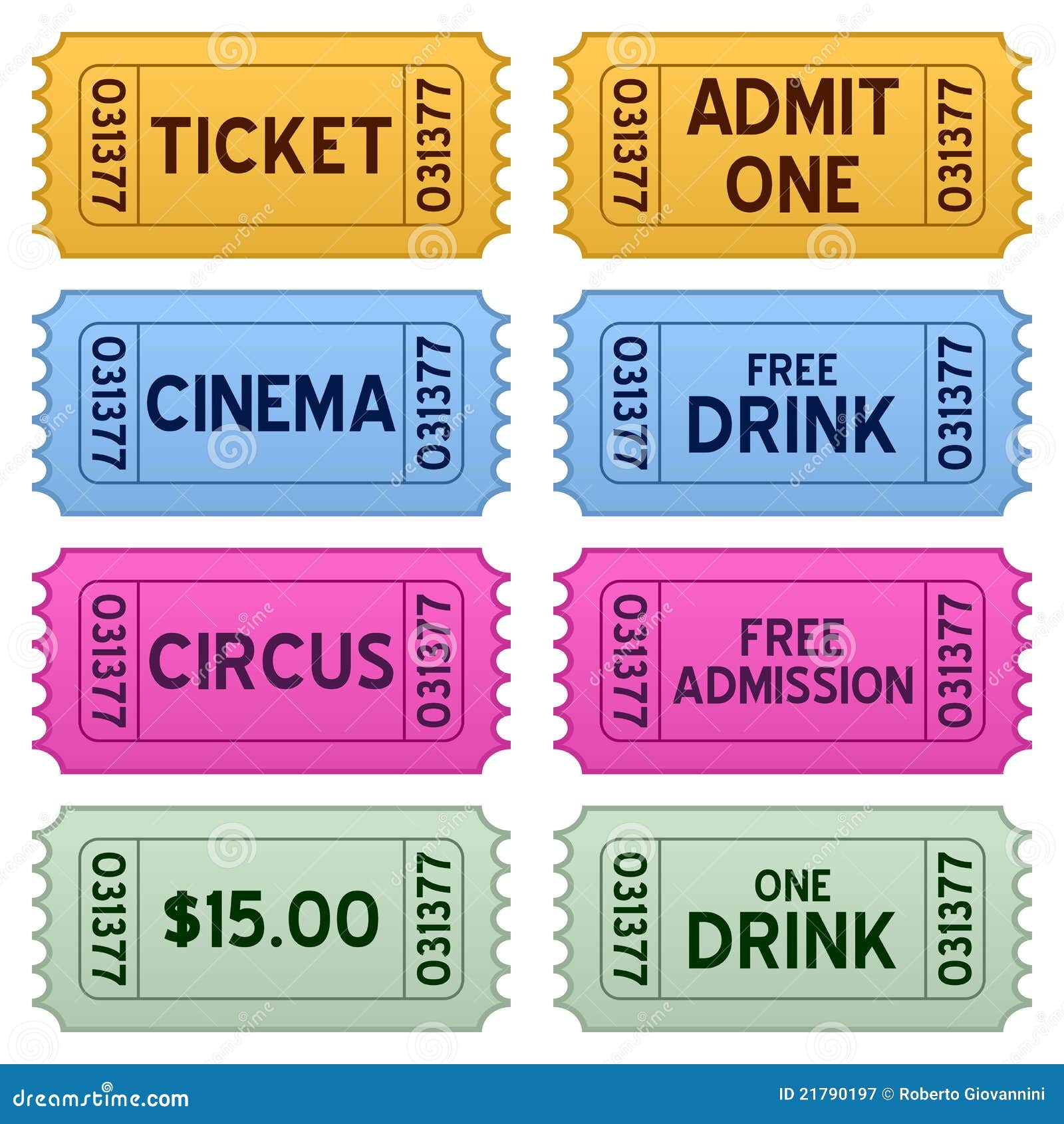 Colección Colorida De Los Boletos Ilustración del Vector - Ilustración ...