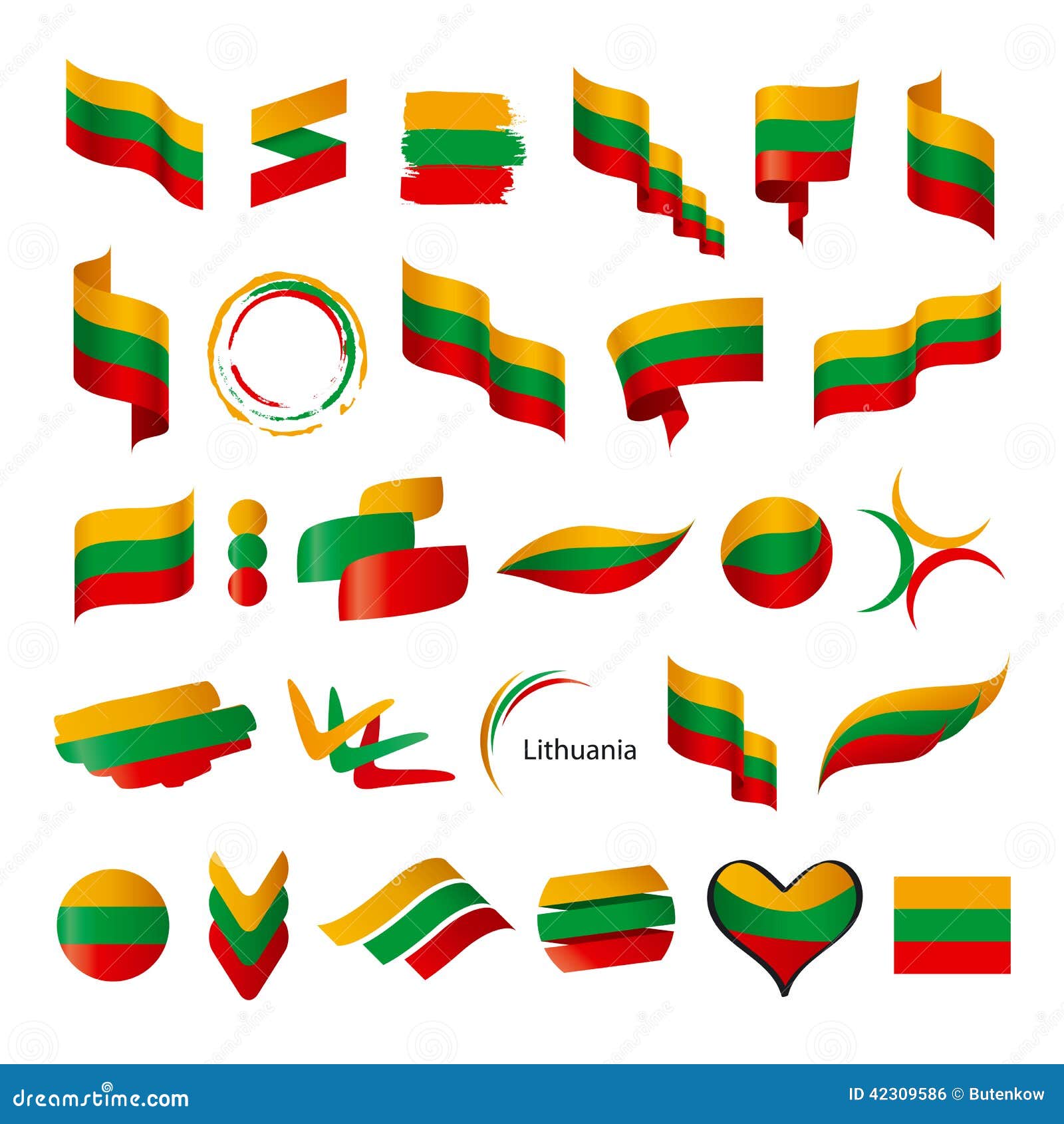 Colección De Banderas Del Vector De Lituania Ilustración del Vector ...