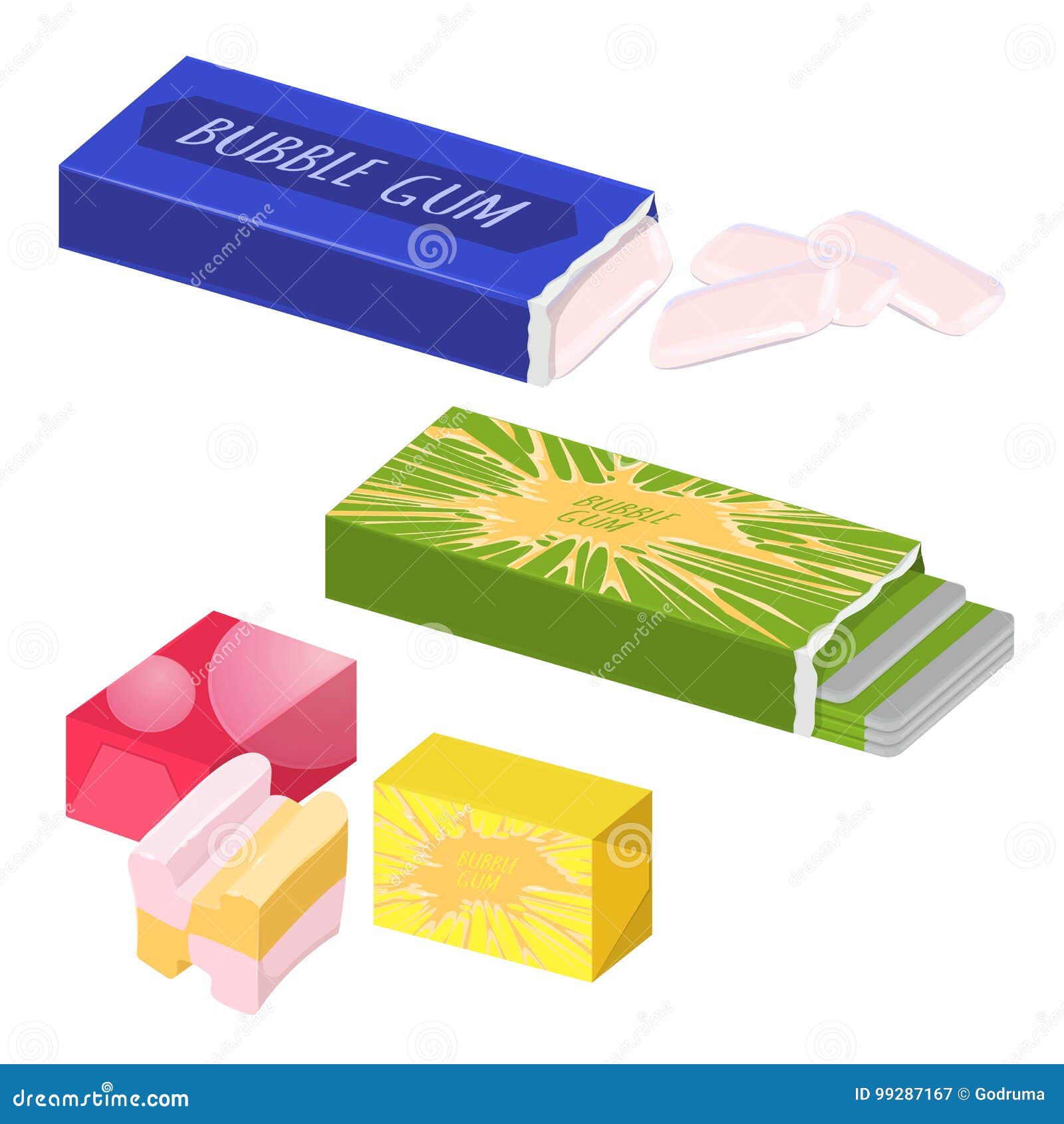 Colección De Diversos Tipos De Ejemplo De Los Chicles Ilustración del ...