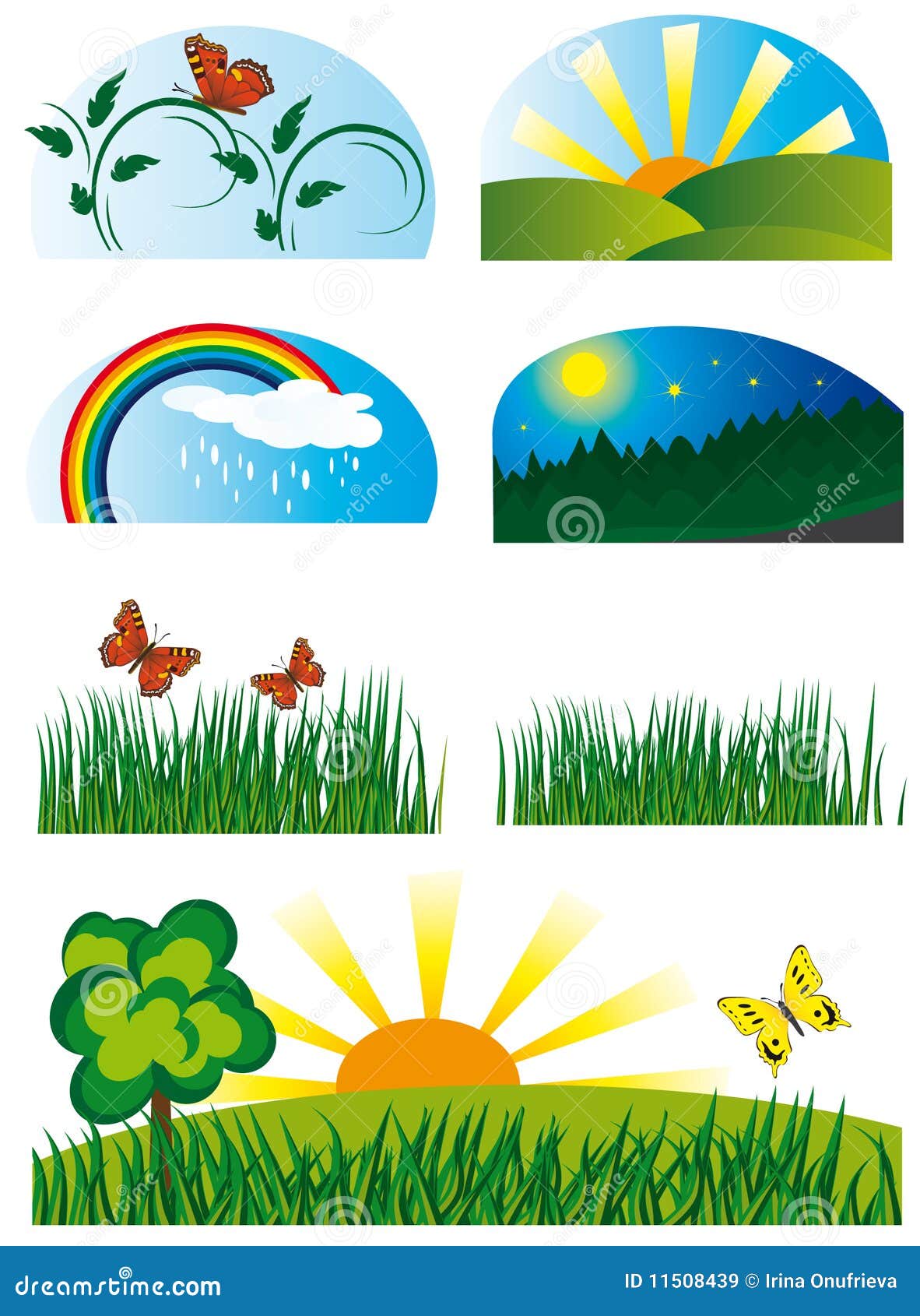 Colección De Elementos De La Naturaleza Ilustración del Vector ...