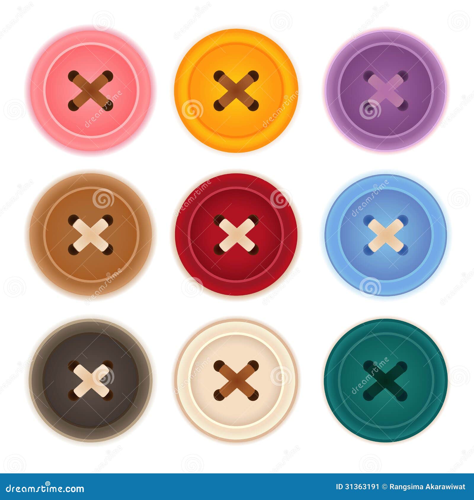 Colección De Los Botones De La Ropa Stock de ilustración - Ilustración ...