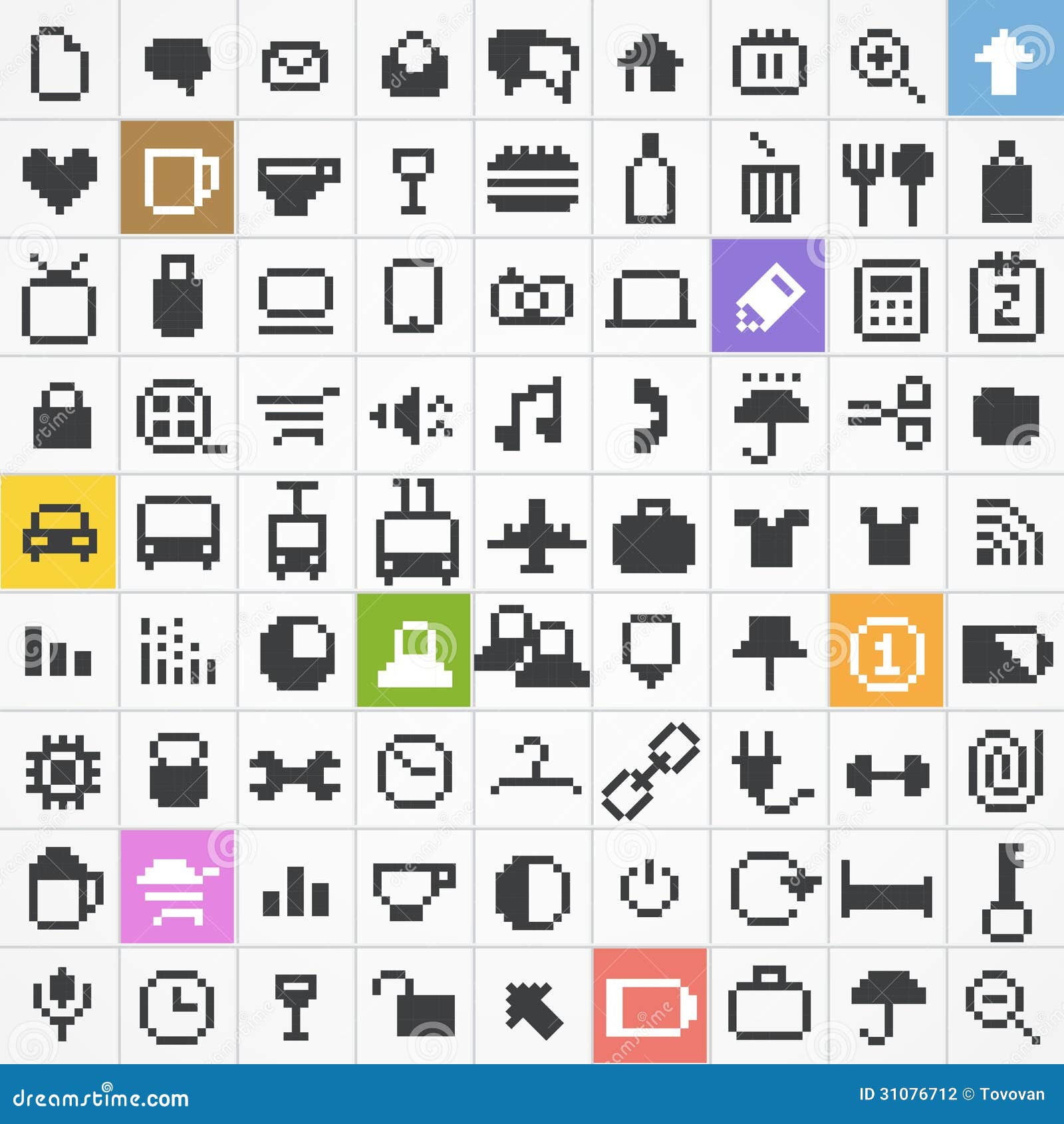 Colección De Los Iconos Del Web Del Pixel Ilustración del Vector ...