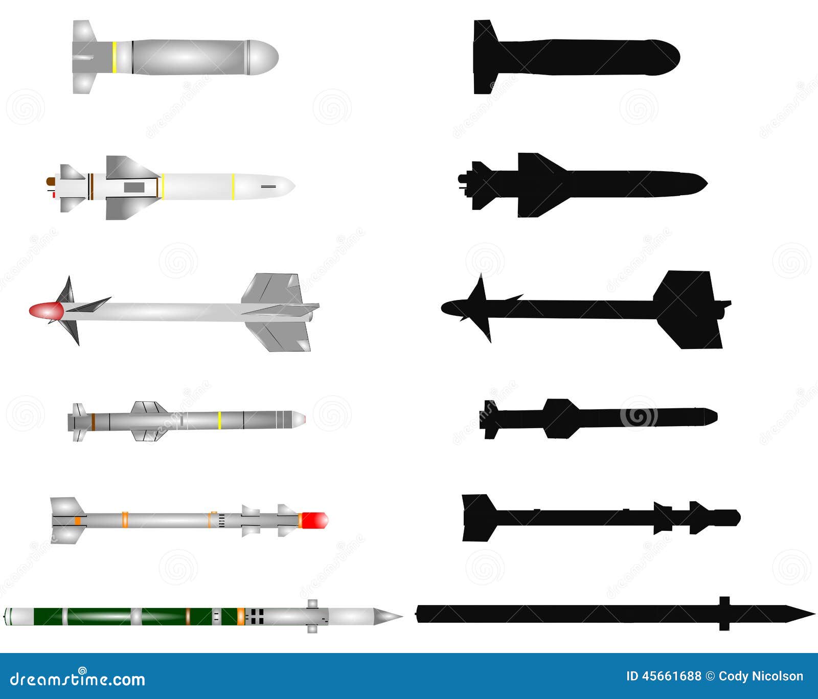 Colección de los misiles stock de ilustración. Ilustración de vuelo ...