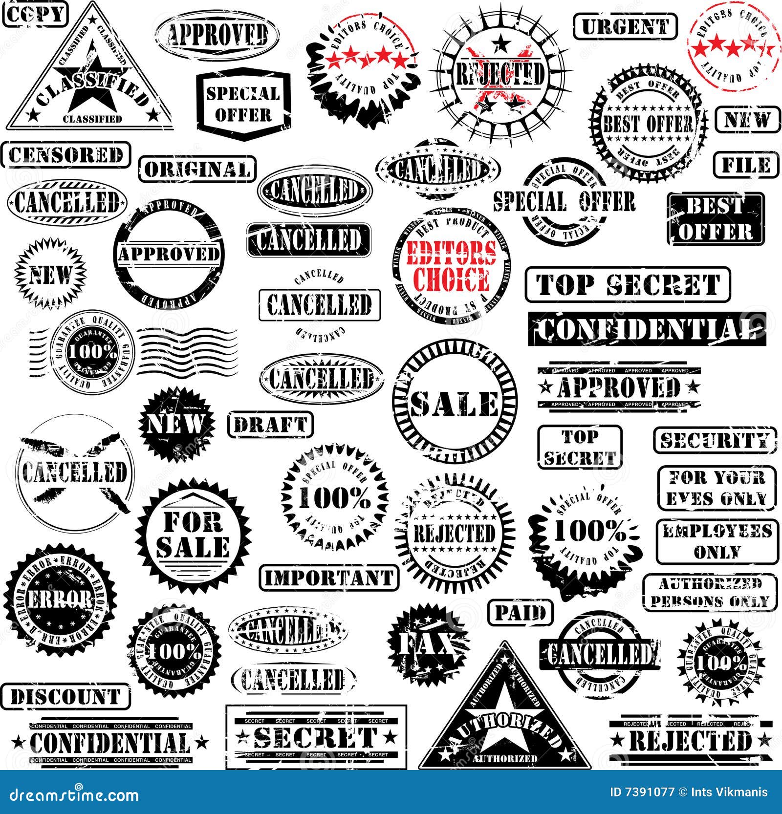 Colección De Los Sellos De Goma Ilustración del Vector - Ilustración de ...