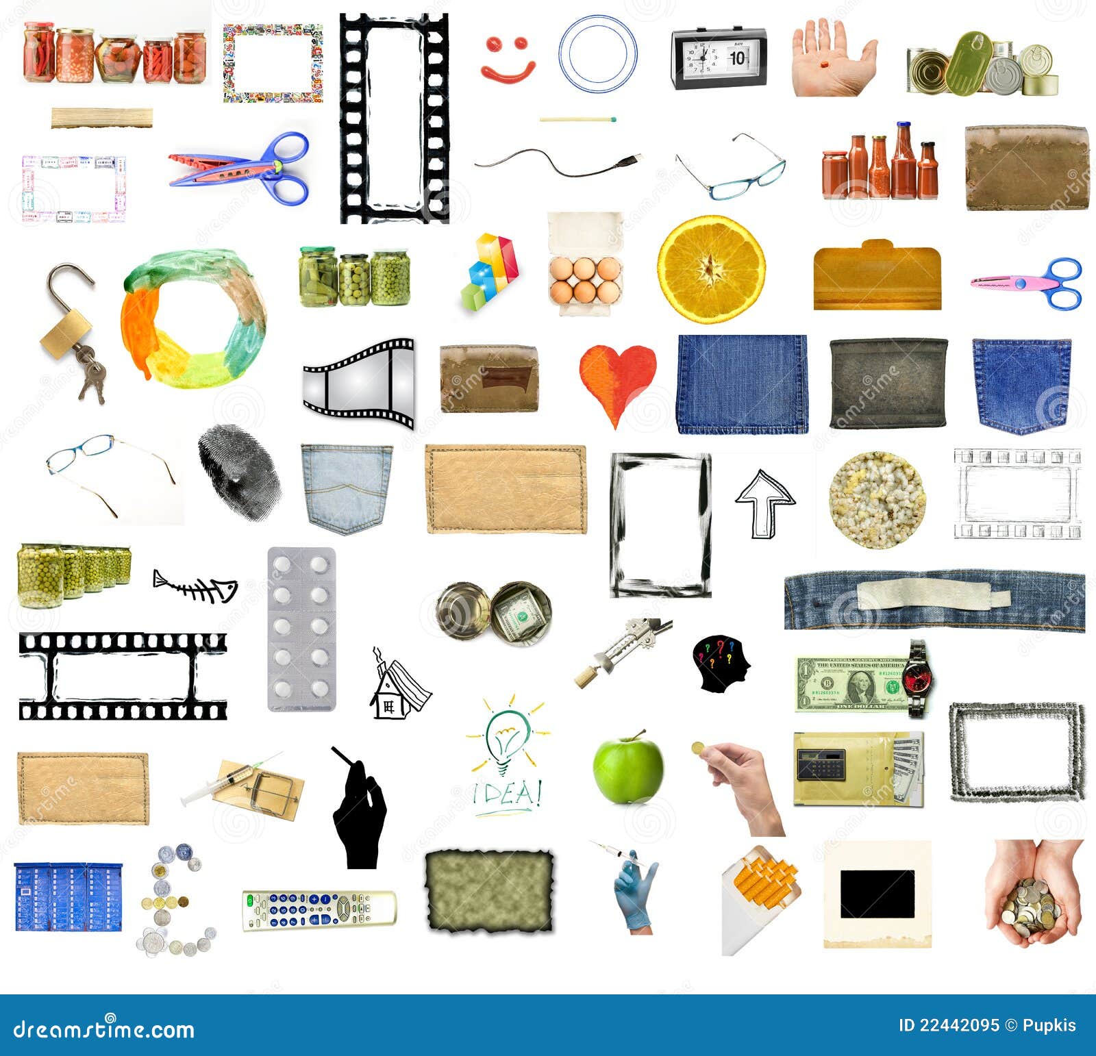 Colección De Muchos Objetos Imagen de archivo - Imagen de finanzas ...