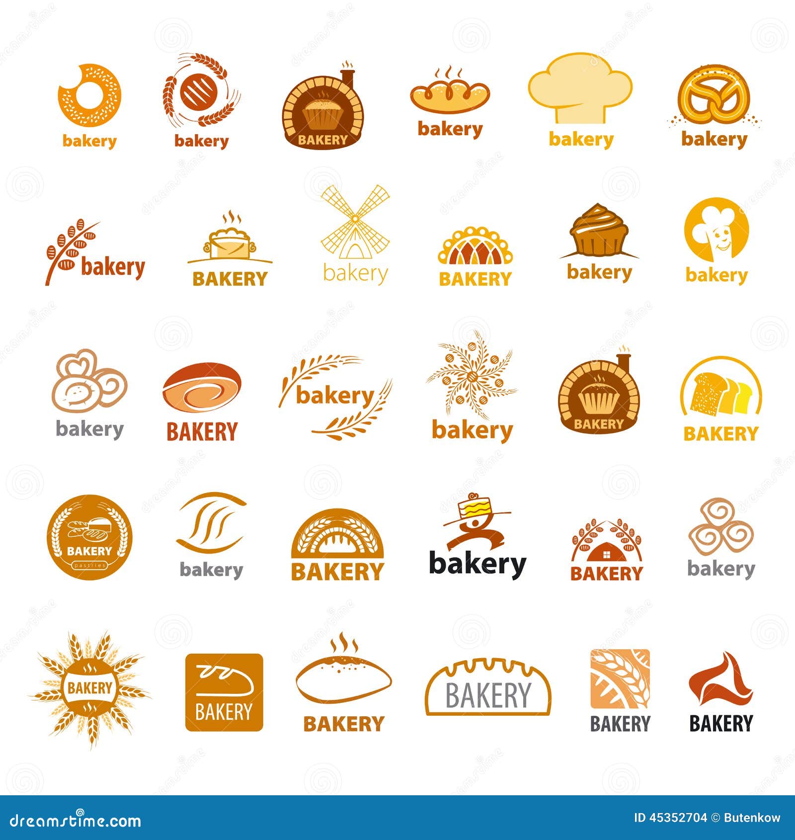 Colección De Panadería De Los Logotipos Del Vector Ilustración del ...