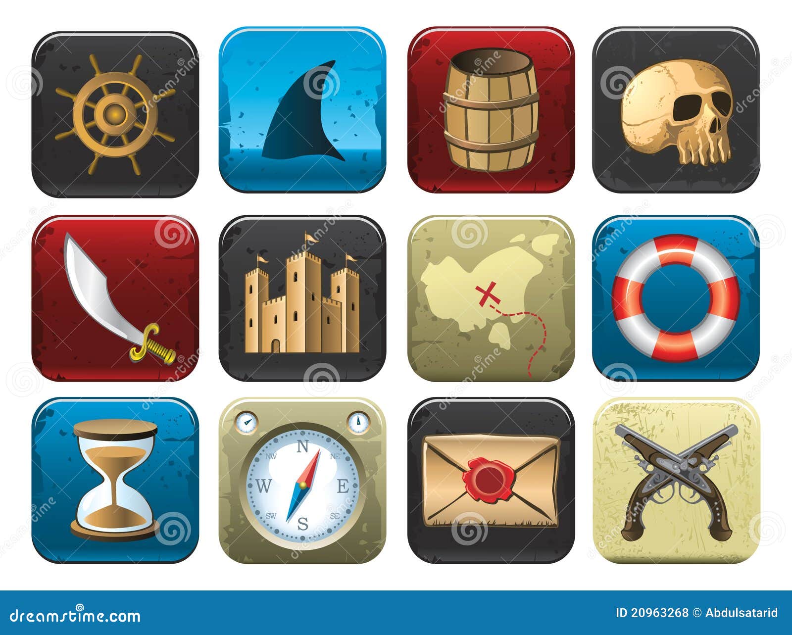 Colección De Símbolos Del Pirata Ilustración del Vector - Ilustración ...