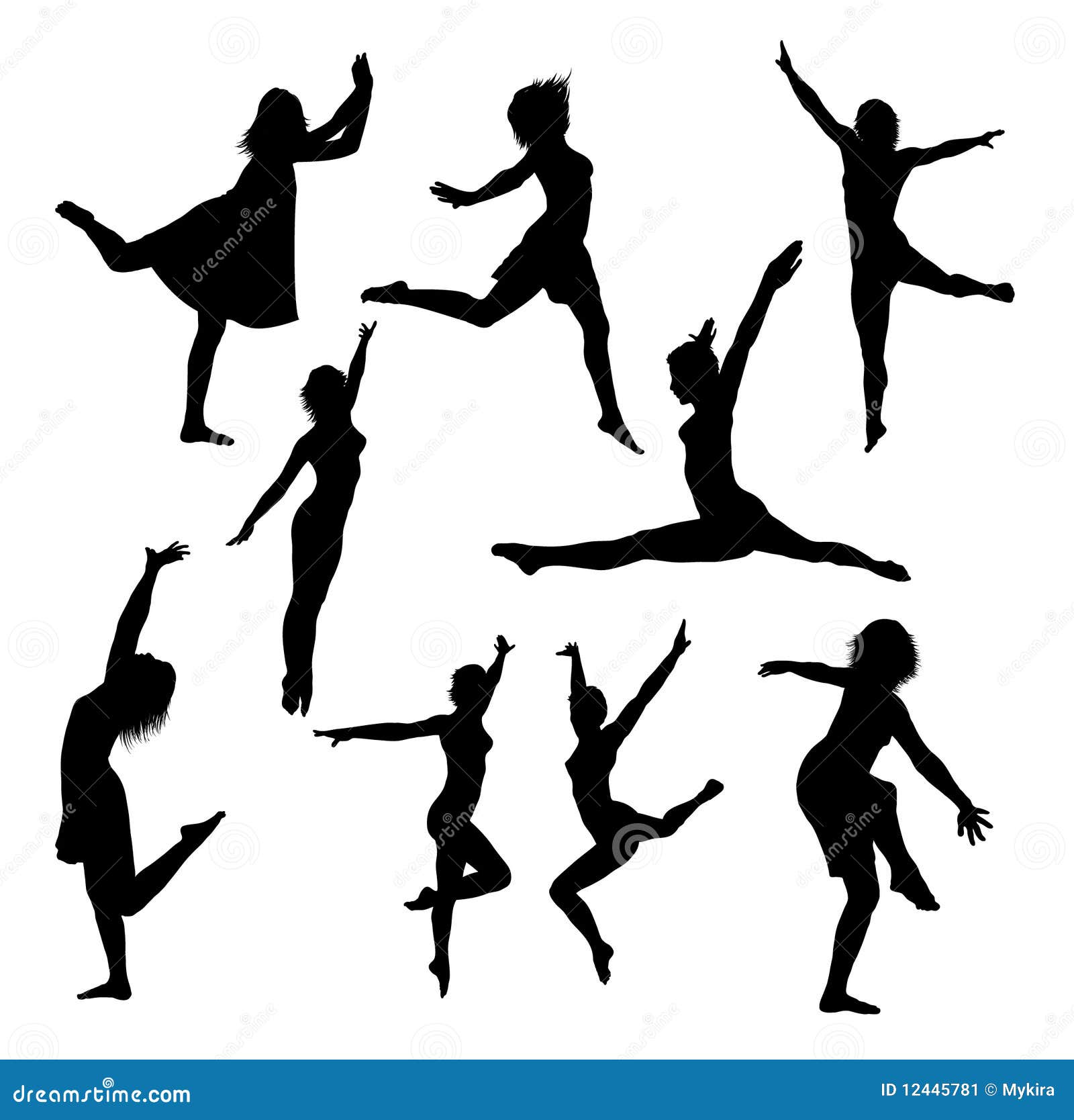 Colección De Siluetas De La Danza Del Vector Ilustración del Vector ...