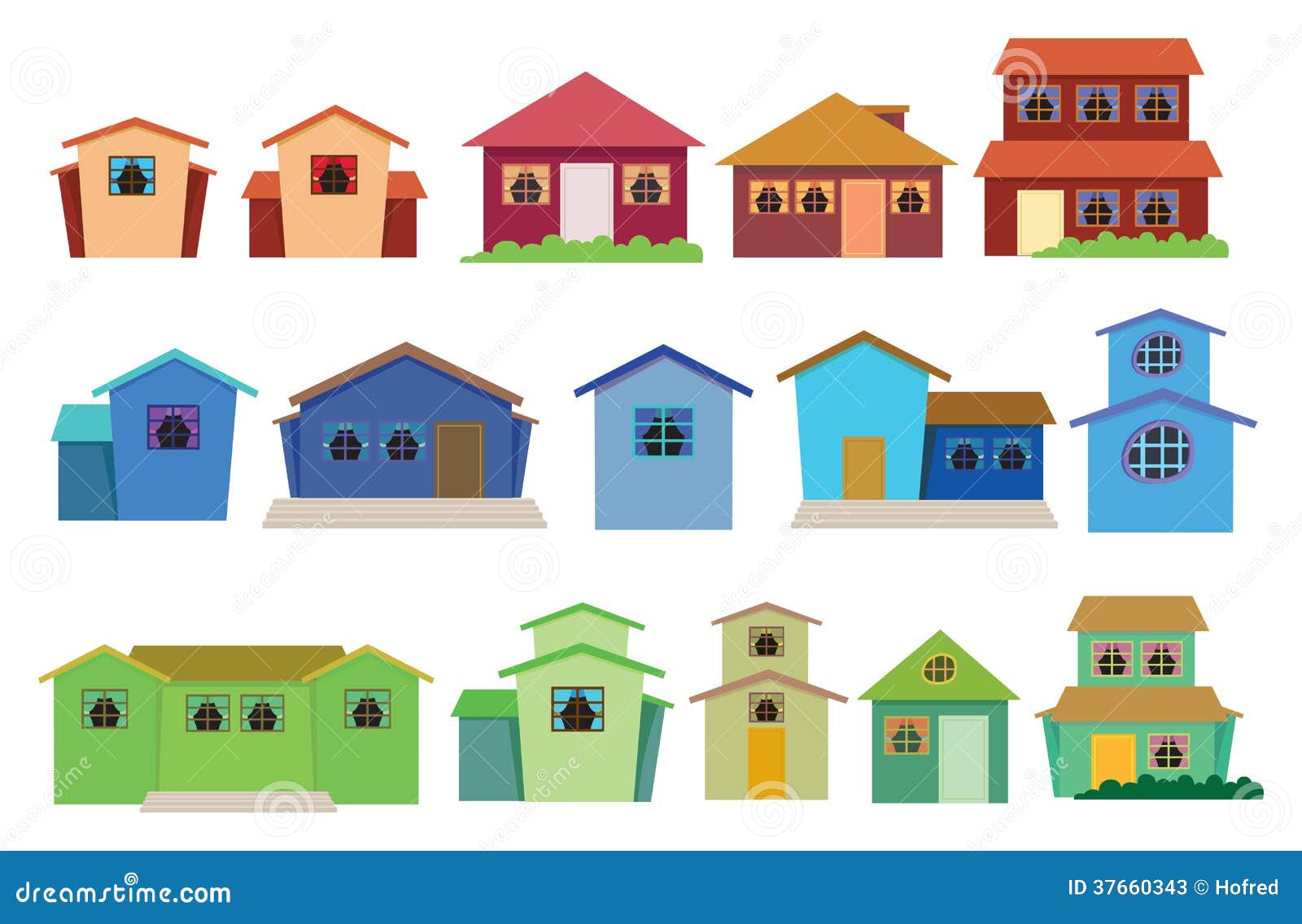 Colección Del Vector De Casas Ilustración del Vector - Ilustración de ...