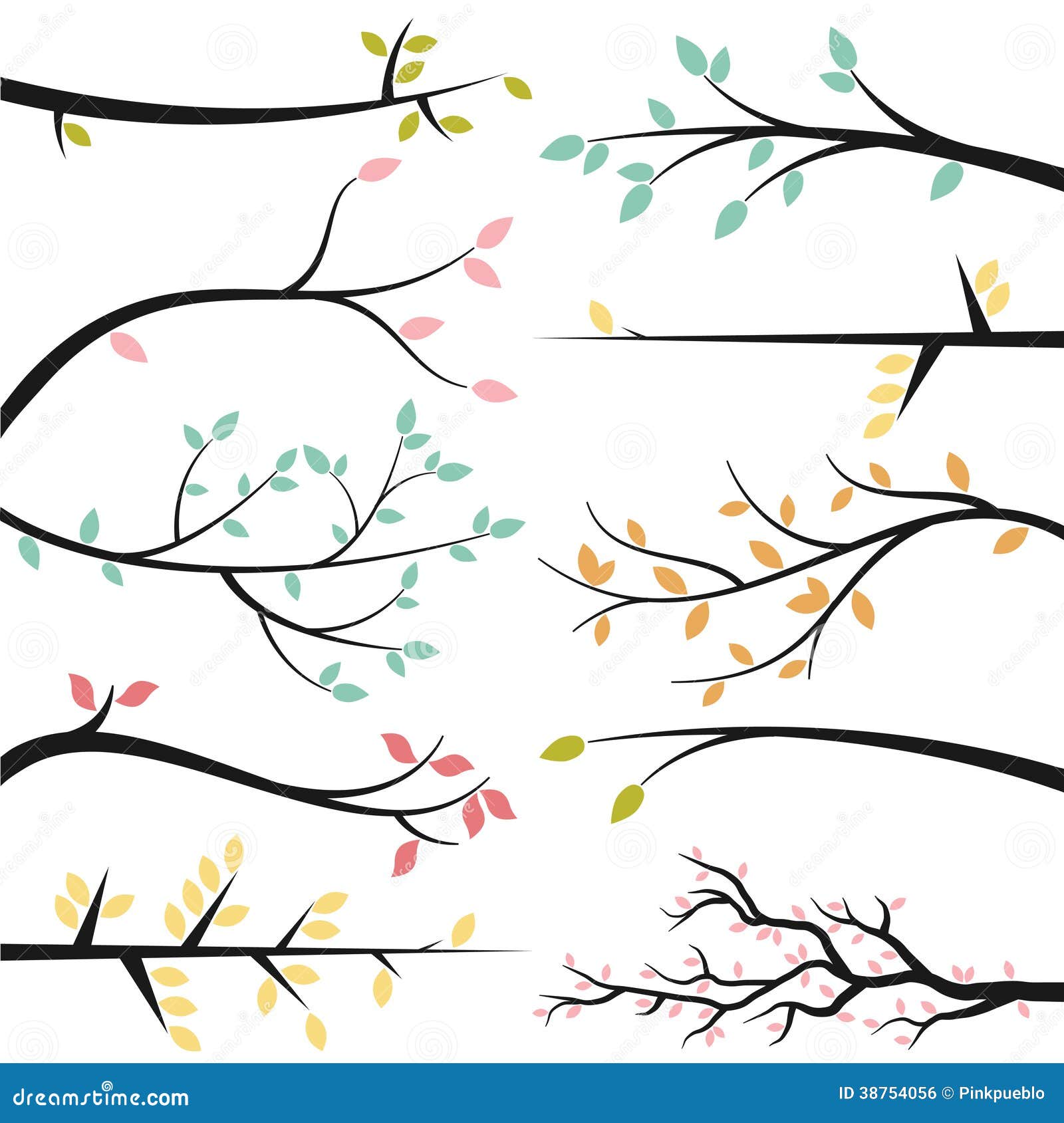 Colección Del Vector De Ramas De árbol Ilustración del Vector ...