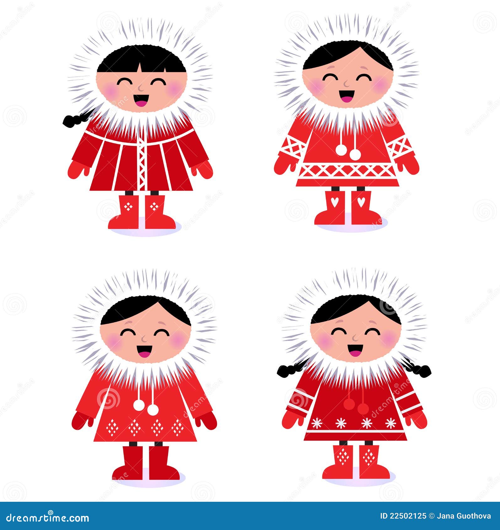 Colección Esquimal Estilizada Linda Ilustración del Vector ...