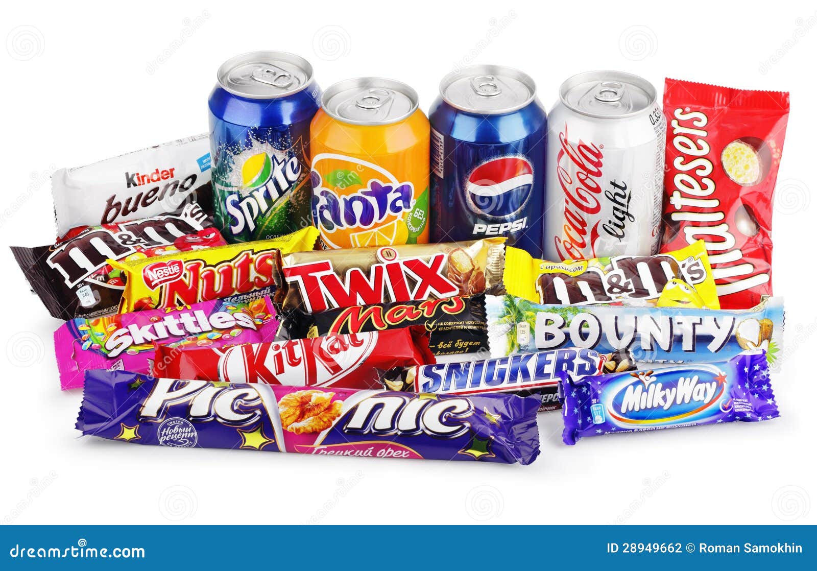Colección Grande De Comida Basura Fotografía editorial - Imagen de coca ...