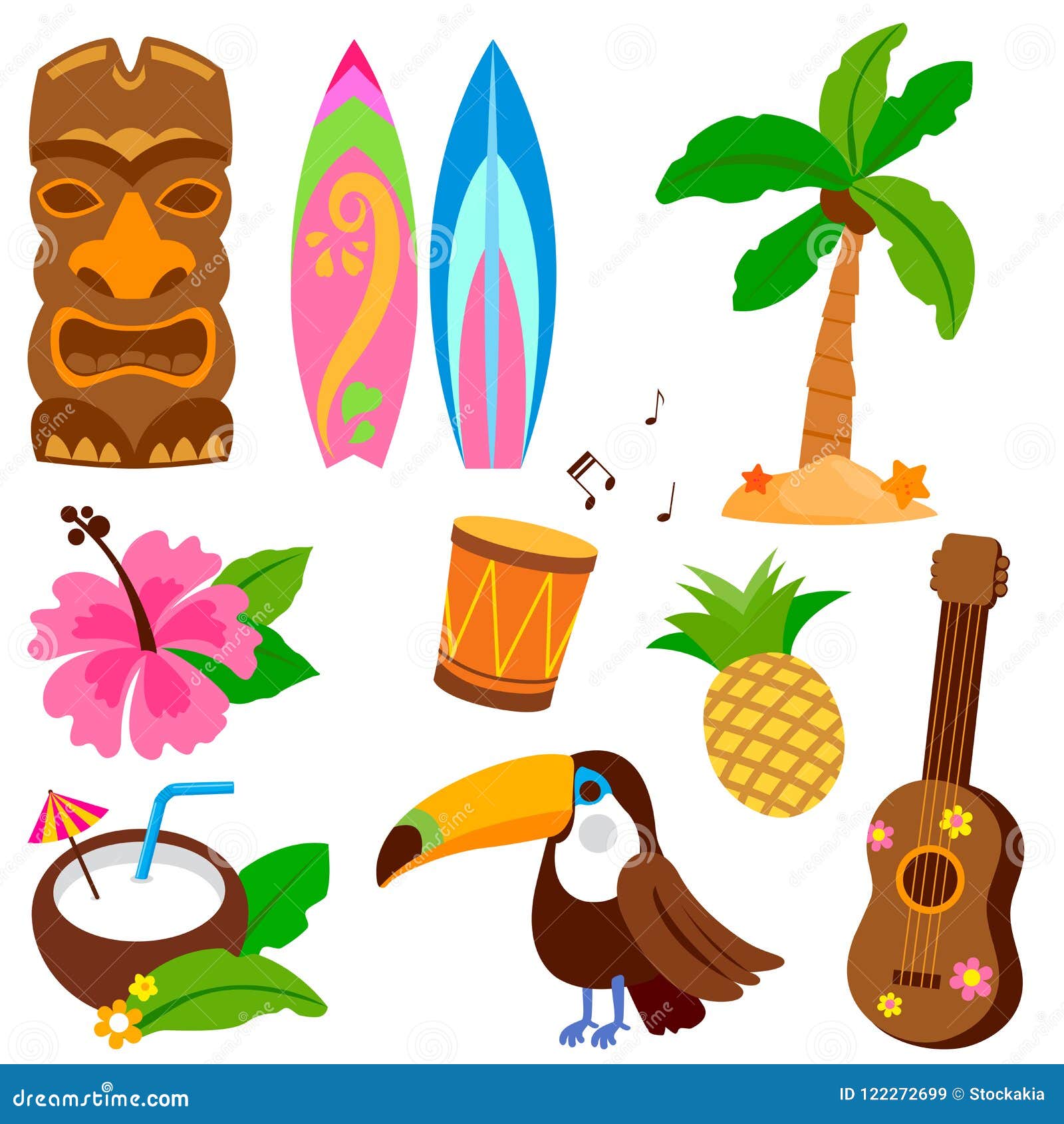 Colección Hawaiana Del Ejemplo Del Vector Ilustración del Vector ...