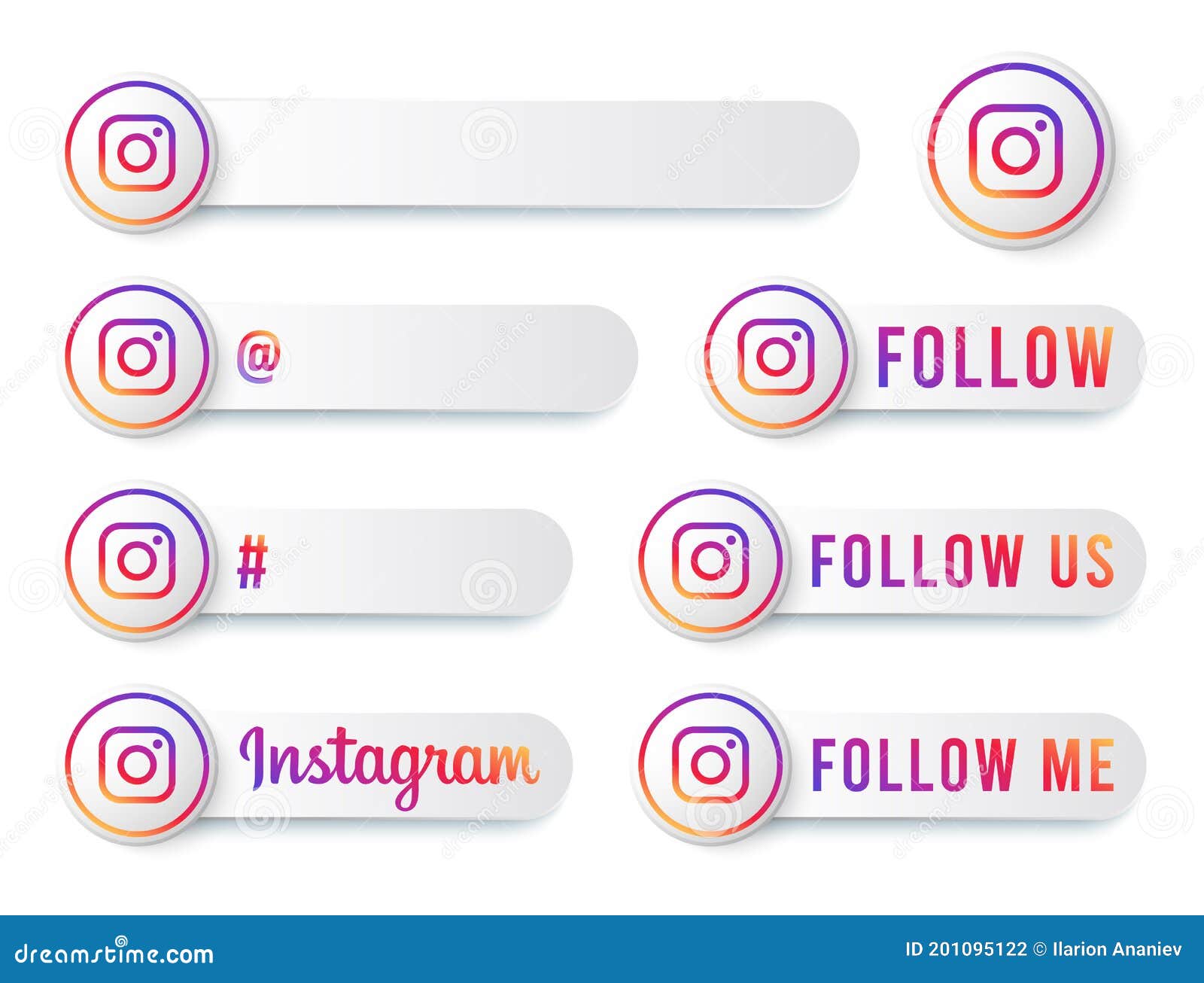 Colección De Botones De Instagram Con Logotipo Multicolor. Etiquetas ... Colección De Botones De Instagram Con Logotipo Multicolor. Etiquetas ...