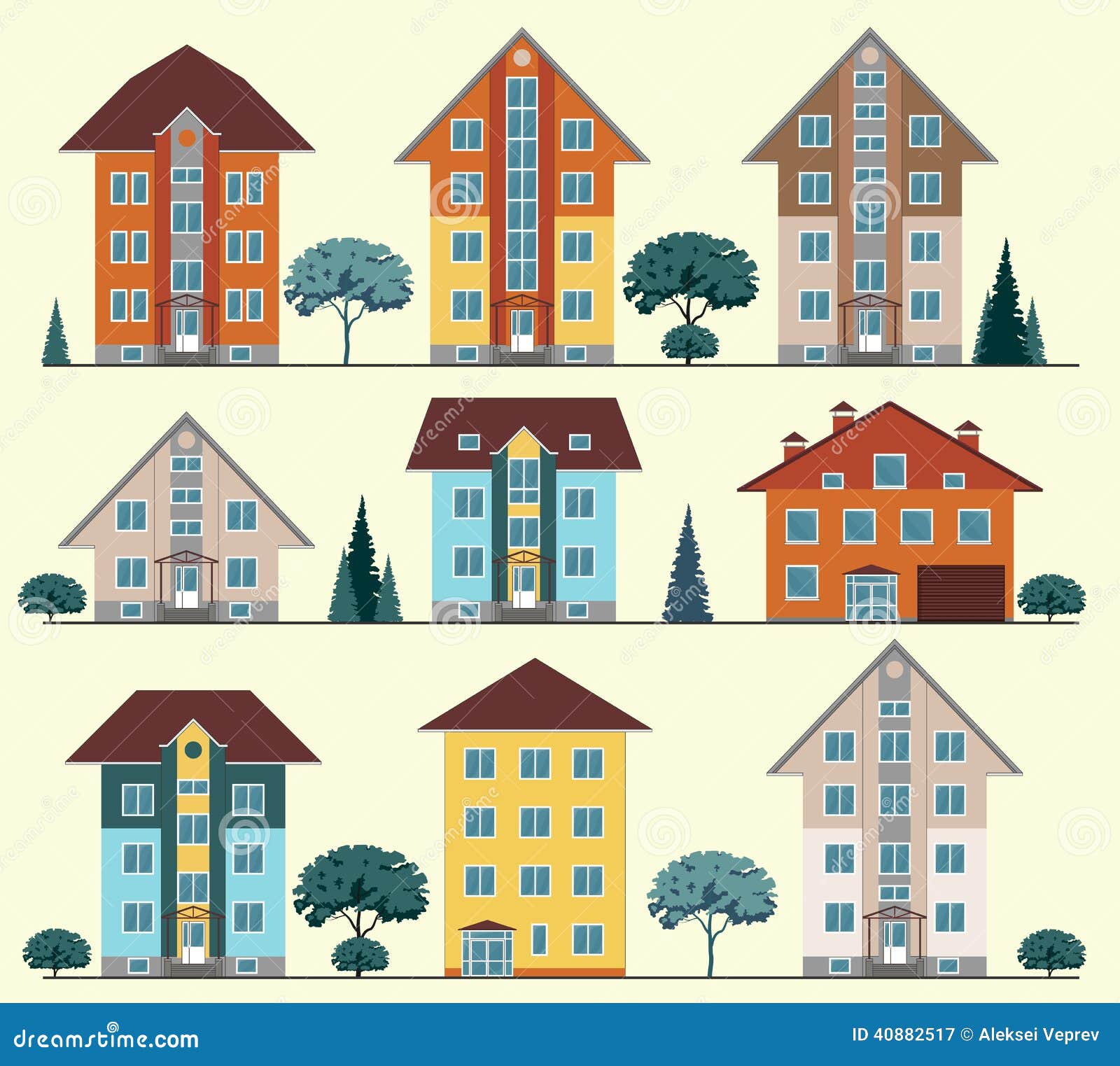 Colección De Edificios Y De Casas, Vector Ilustración del Vector - Ilustración de imagen ...