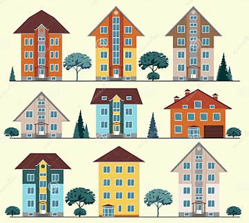 Colección De Edificios Y De Casas, Vector Ilustración del Vector - Ilustración de imagen ...